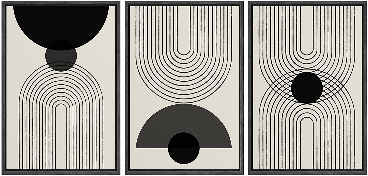 Stupell Industries Soft Rounded Curves Abstract Design Beige Black ...