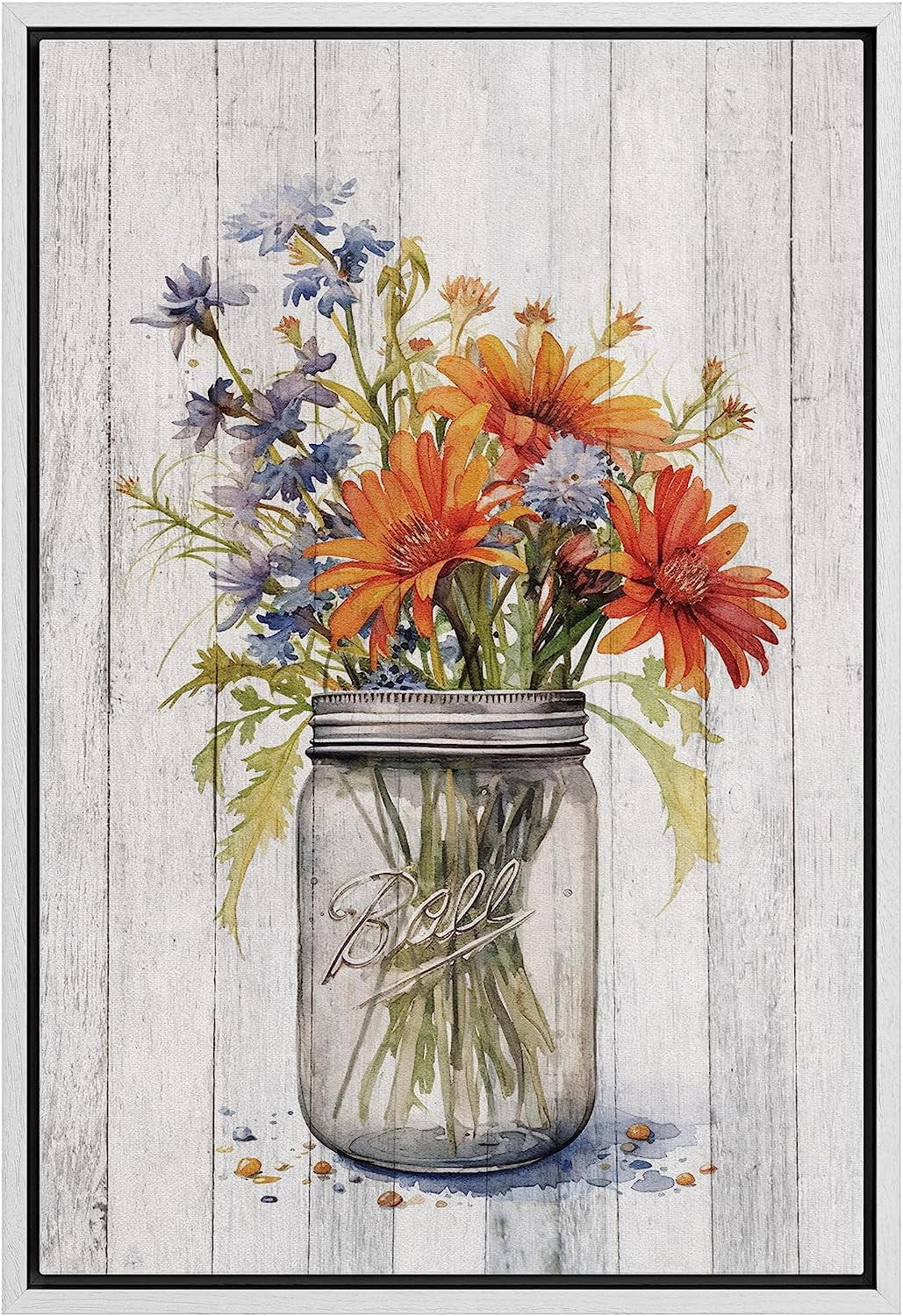 Mason Jar With Flowers Drawing