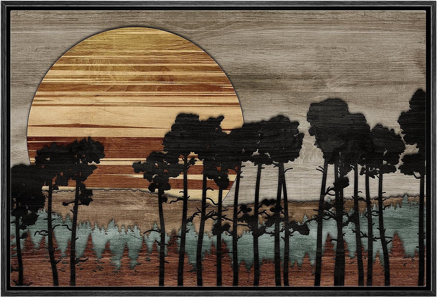 PixonSign Framed Canvas Print Wall Art Forest Tree Mountain Range ...