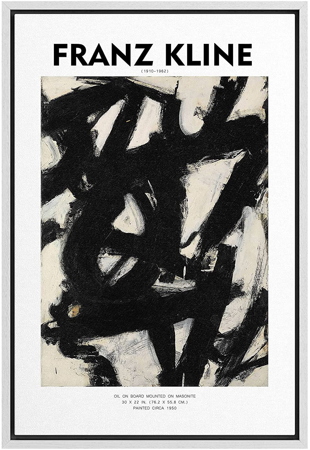 PixonSign Framed Canvas Print Wall Art Franz Kline Paint Stroke ...