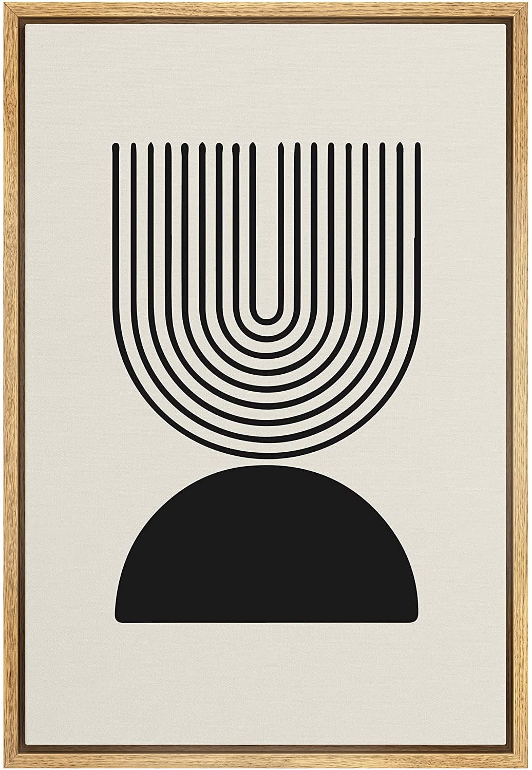 PixonSign Framed Canvas Print Wall Art Geometric Striped Wave Arch Dark ...