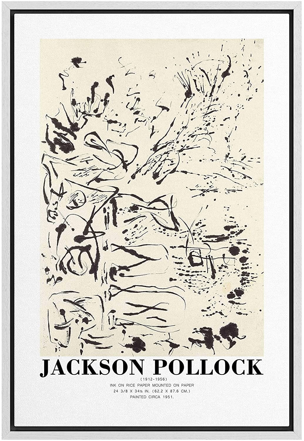 PixonSign Framed Canvas Print Wall Art Jackson Pollock Ink Rice Paper ...