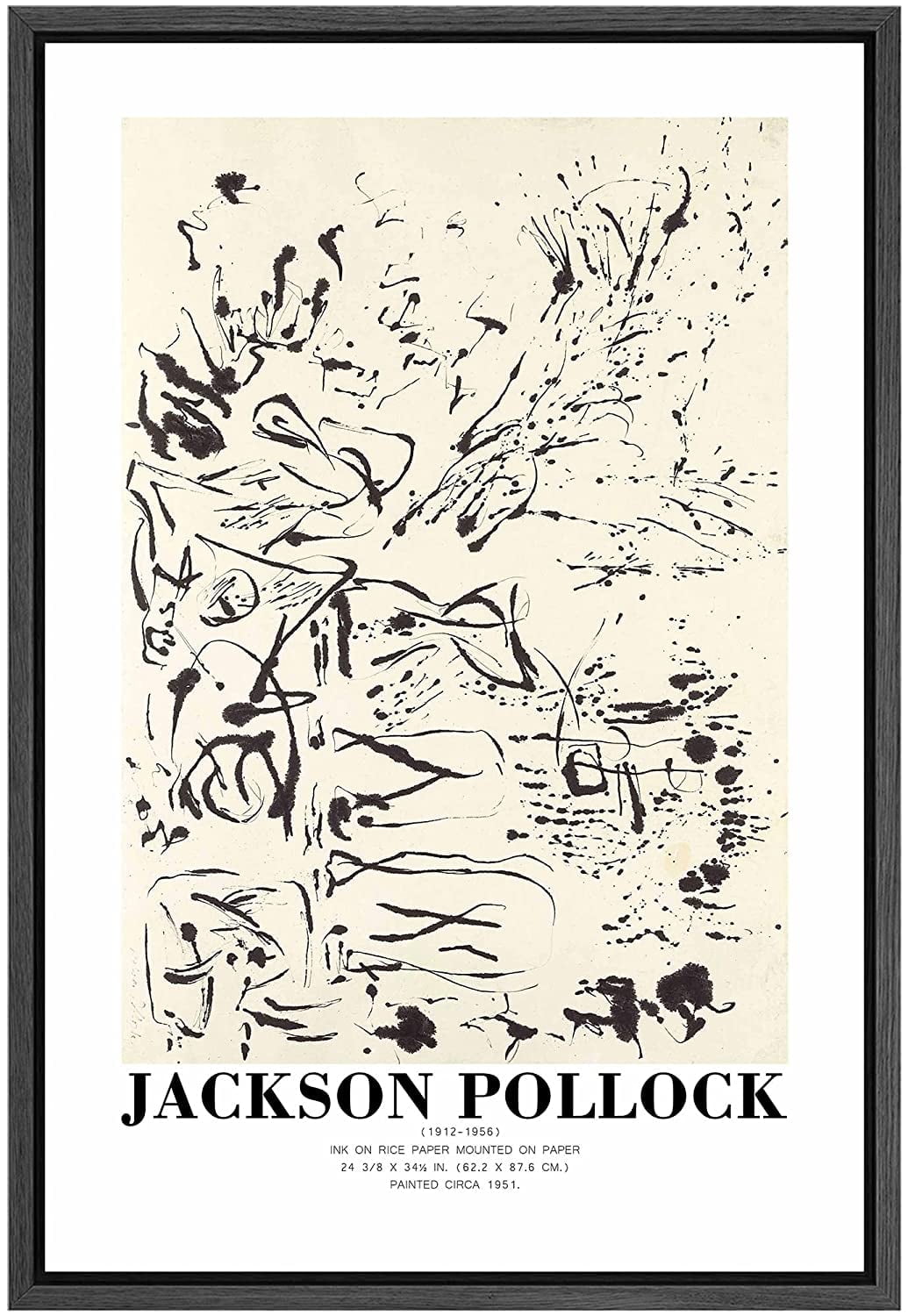 PixonSign Framed Canvas Print Wall Art Jackson Pollock Ink Rice Paper ...