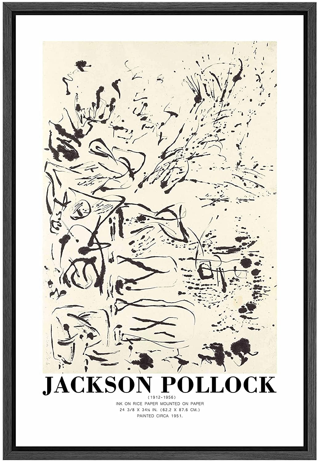 PixonSign Framed Canvas Print Wall Art Jackson Pollock Ink Rice Paper ...