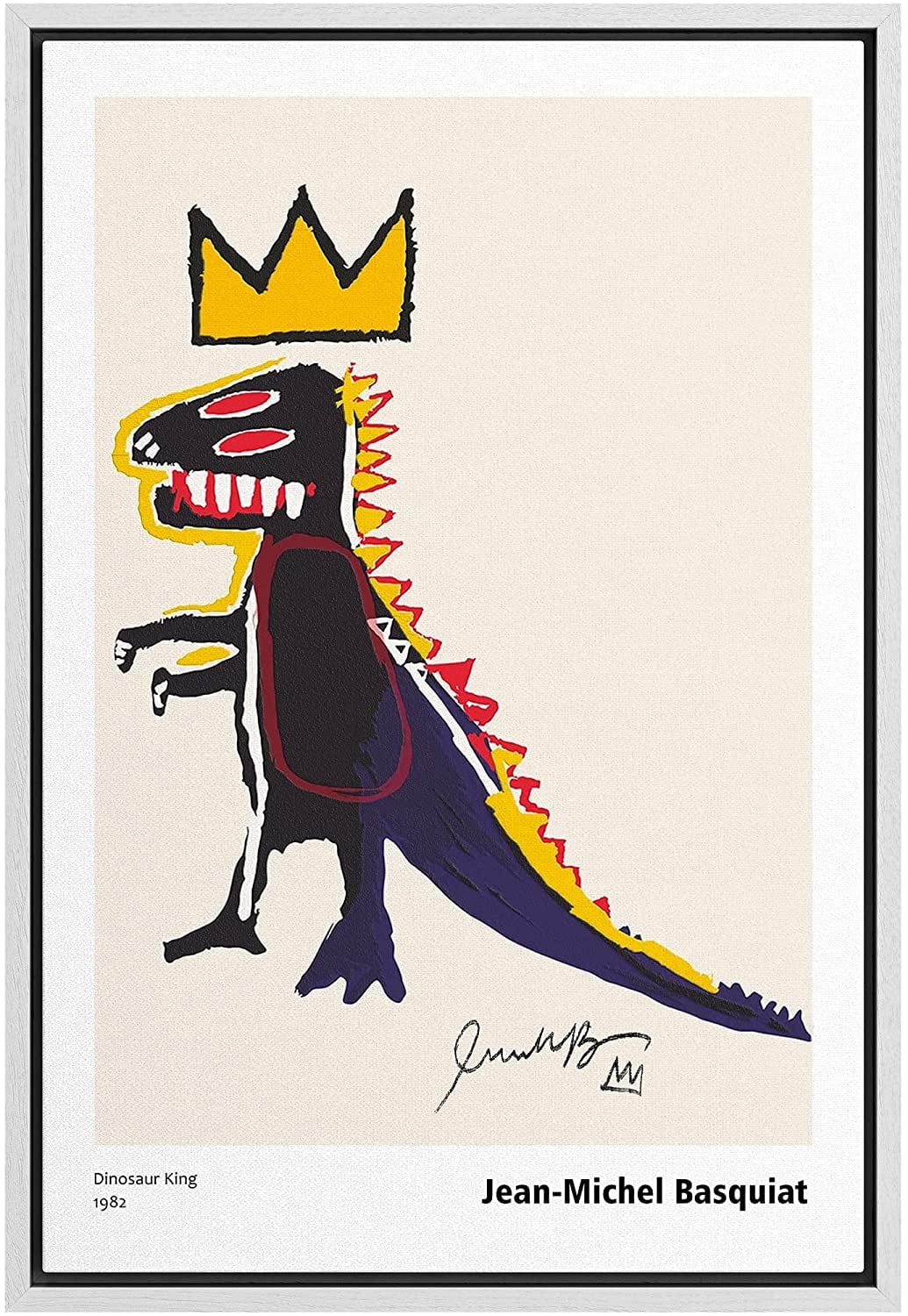 PixonSign Framed Canvas Print Wall Art Jean-Michel Basquiat Dinosaur ...