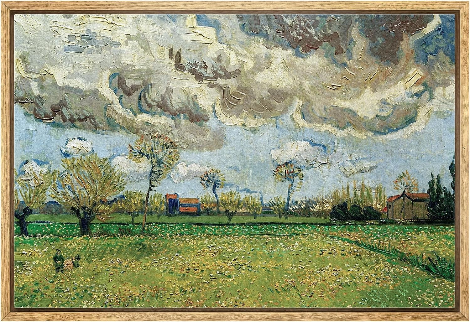 PixonSign Framed Canvas Print Wall Art Landscape Under A Stormy Sky by Vincent Van Gogh Nature ...