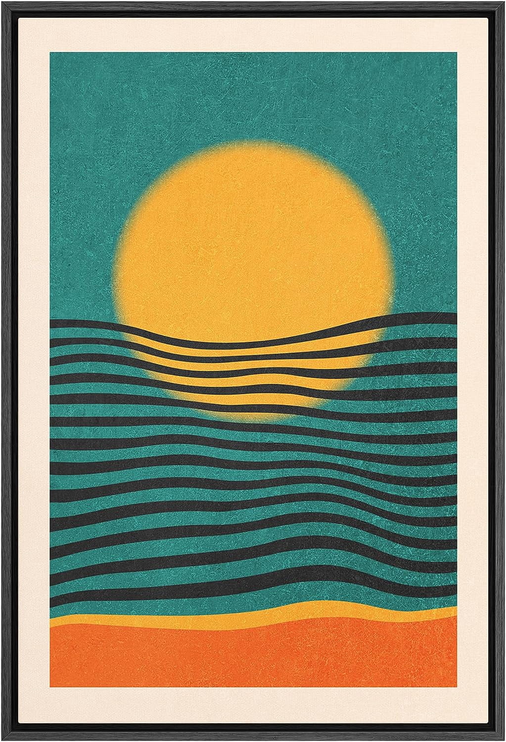 PixonSign Framed Canvas Print Wall Art Mid-Century Modern Geometric Sun ...