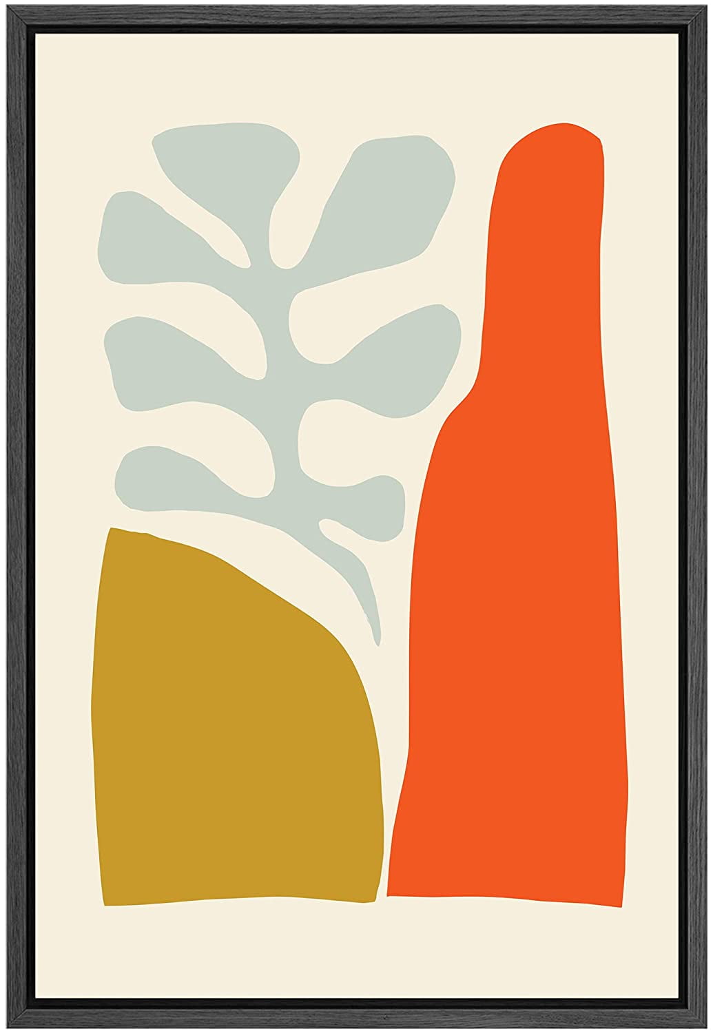 PixonSign Framed Canvas Print Wall Art Mid-Century Pastel Floral Plant ...