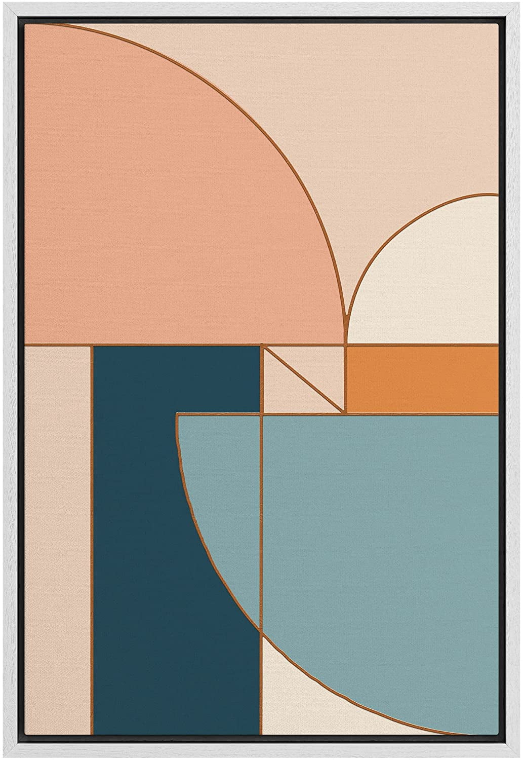 PixonSign Framed Canvas Print Wall Art Mid-Century Pastel Geometric ...