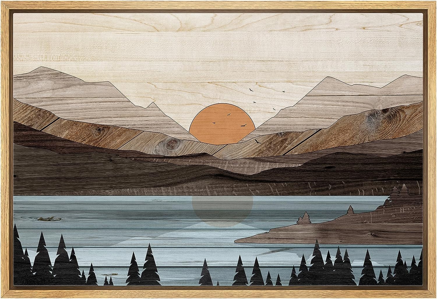 PixonSign Framed Canvas Print Wall Art Mountain Range Lake Trees Nature ...