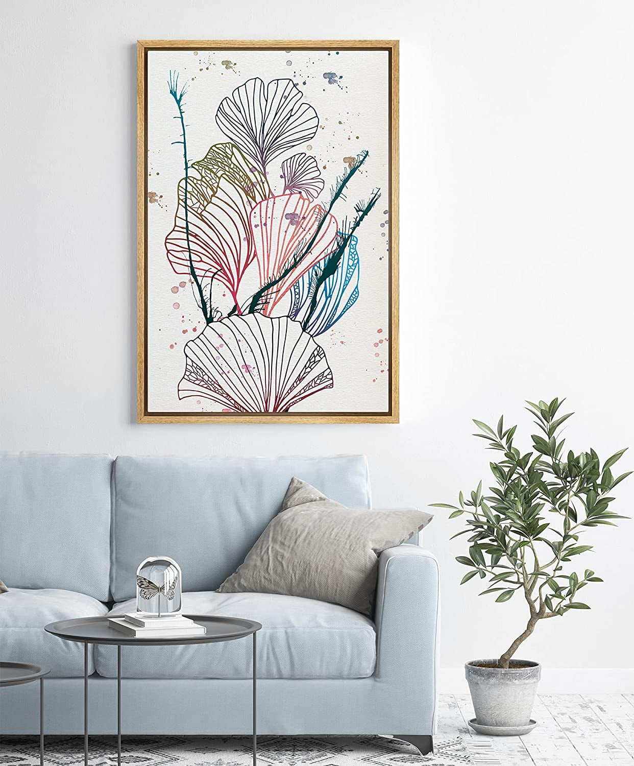 PixonSign Framed Canvas Print Wall Art Orange, Green, Purple Flower ...