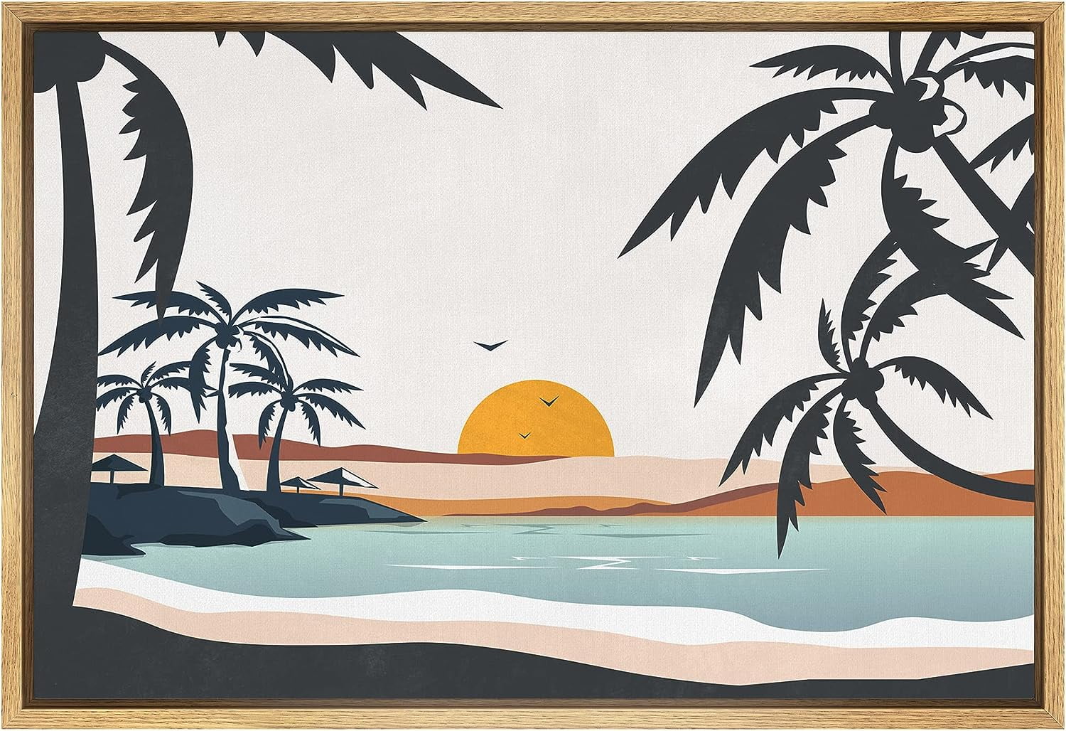 PixonSign Framed Canvas Print Wall Art Pastel Ocean Sunshine Sunset ...