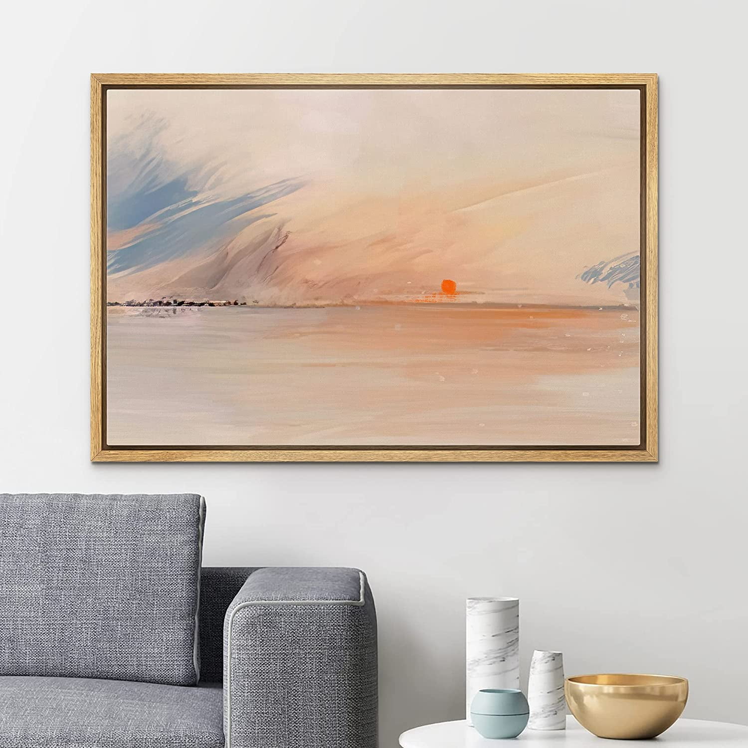 PixonSign Framed Canvas Print Wall Art Pastel Sunset Ocean Horizon ...