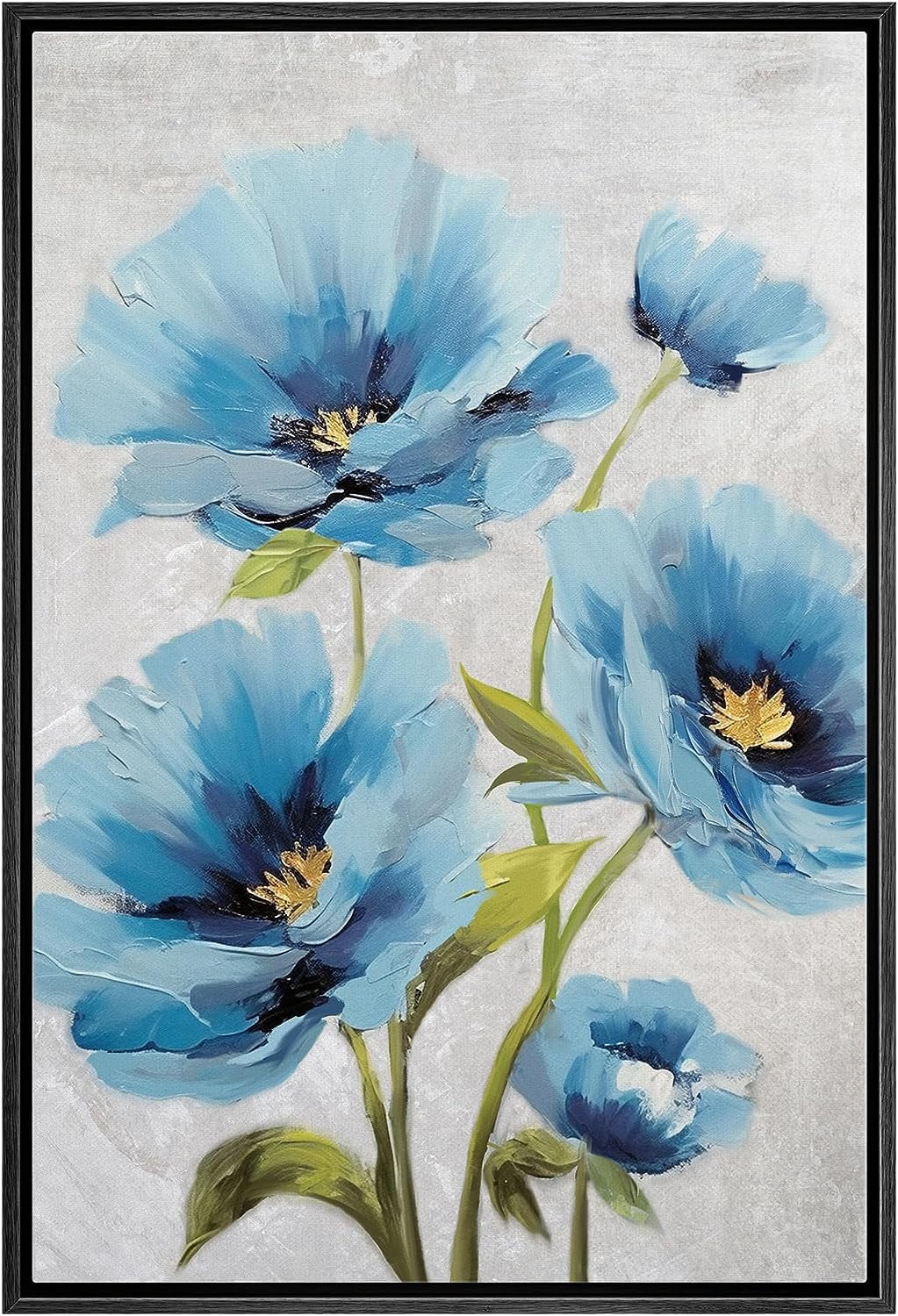 PixonSign Framed Canvas Print Wall Art Pastel Watercolor Blue Daisy ...