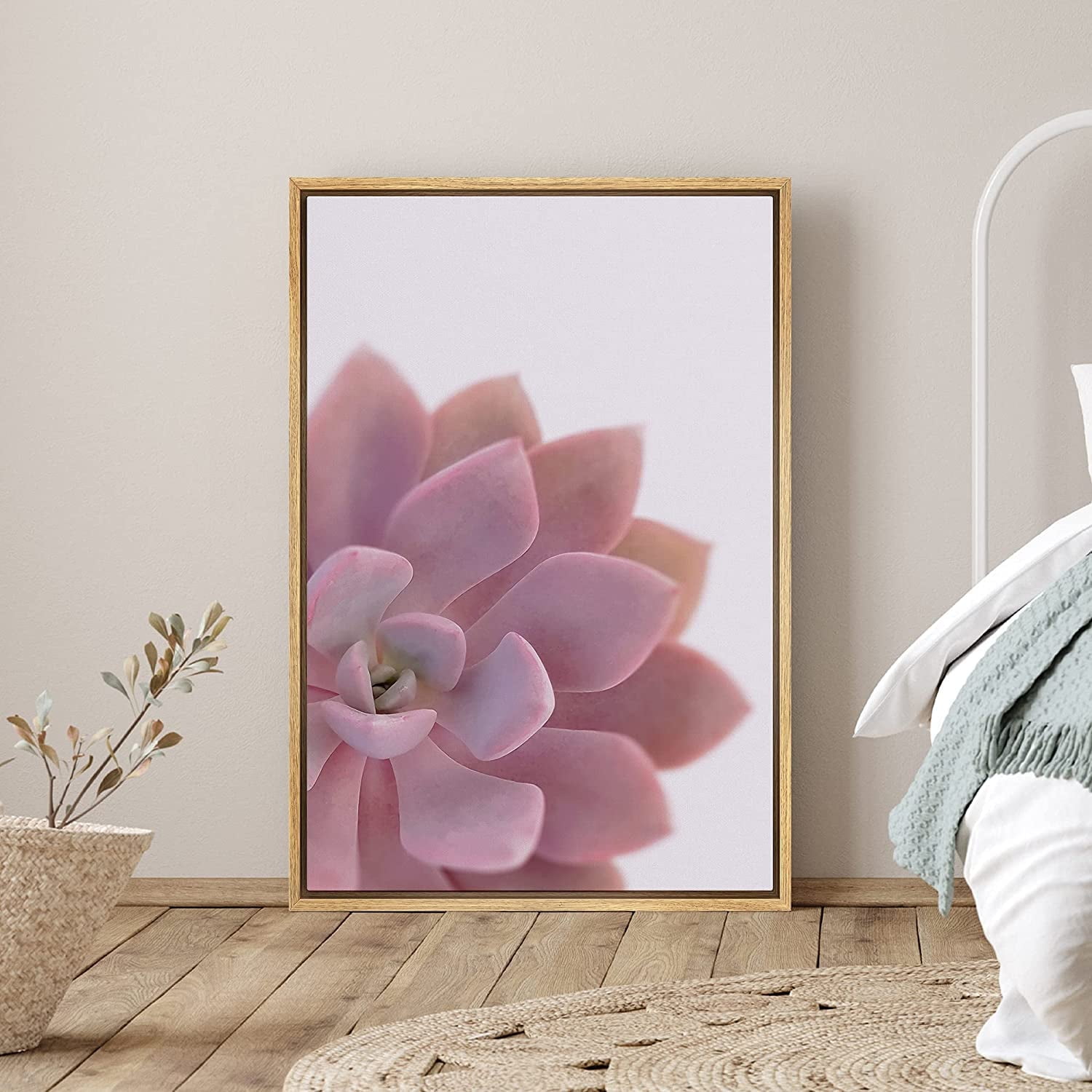 PixonSign Framed Canvas Print Wall Art Pink Echeveria Succulent ...