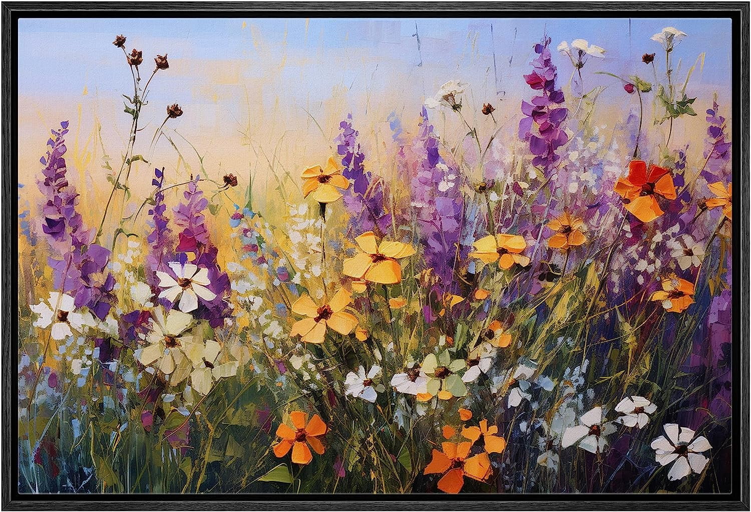 PixonSign Framed Canvas Print Wall Art Rustic Countryside Wildflower ...