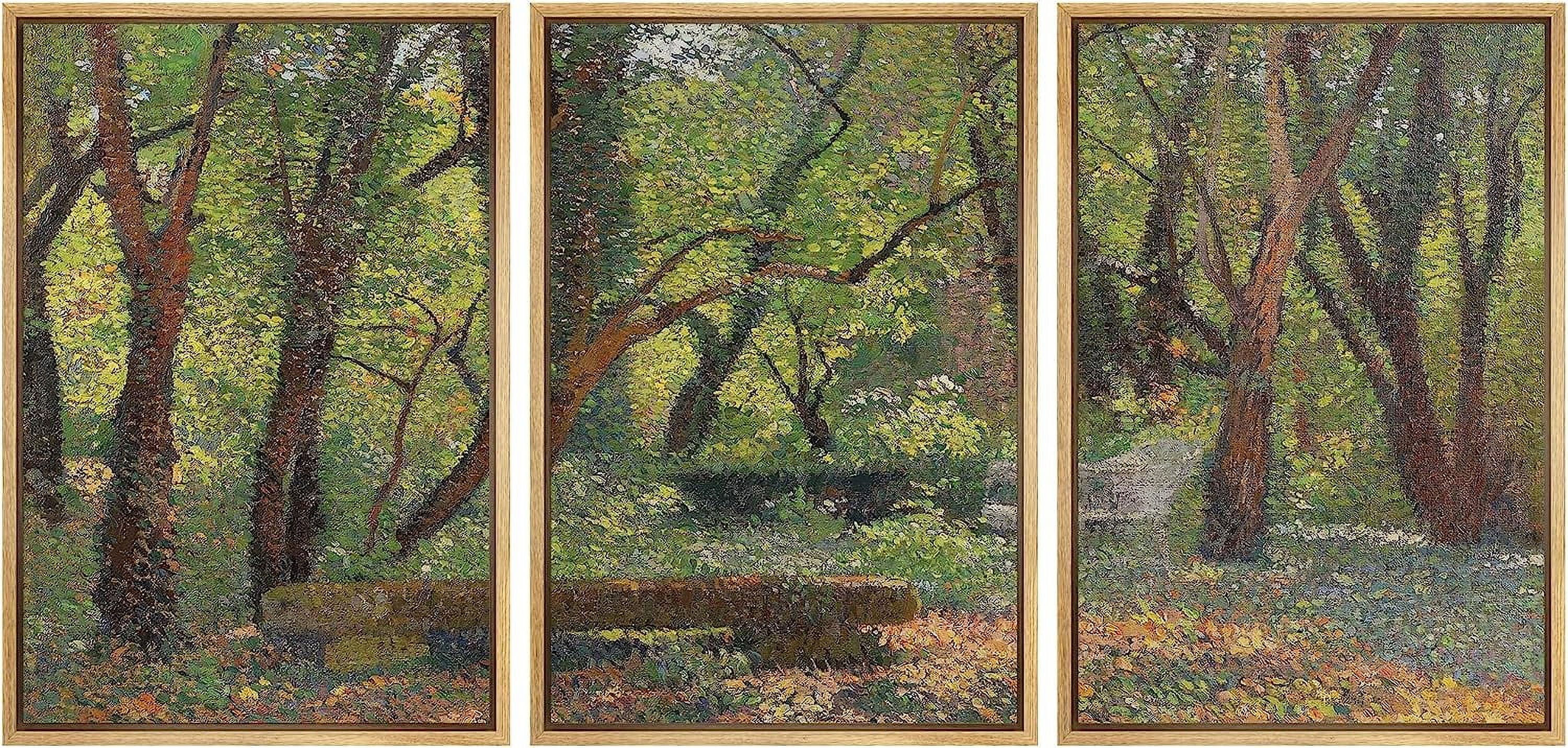 PixonSign Framed Canvas Print Wall Art Set Birch Tree Forest Watercolor ...