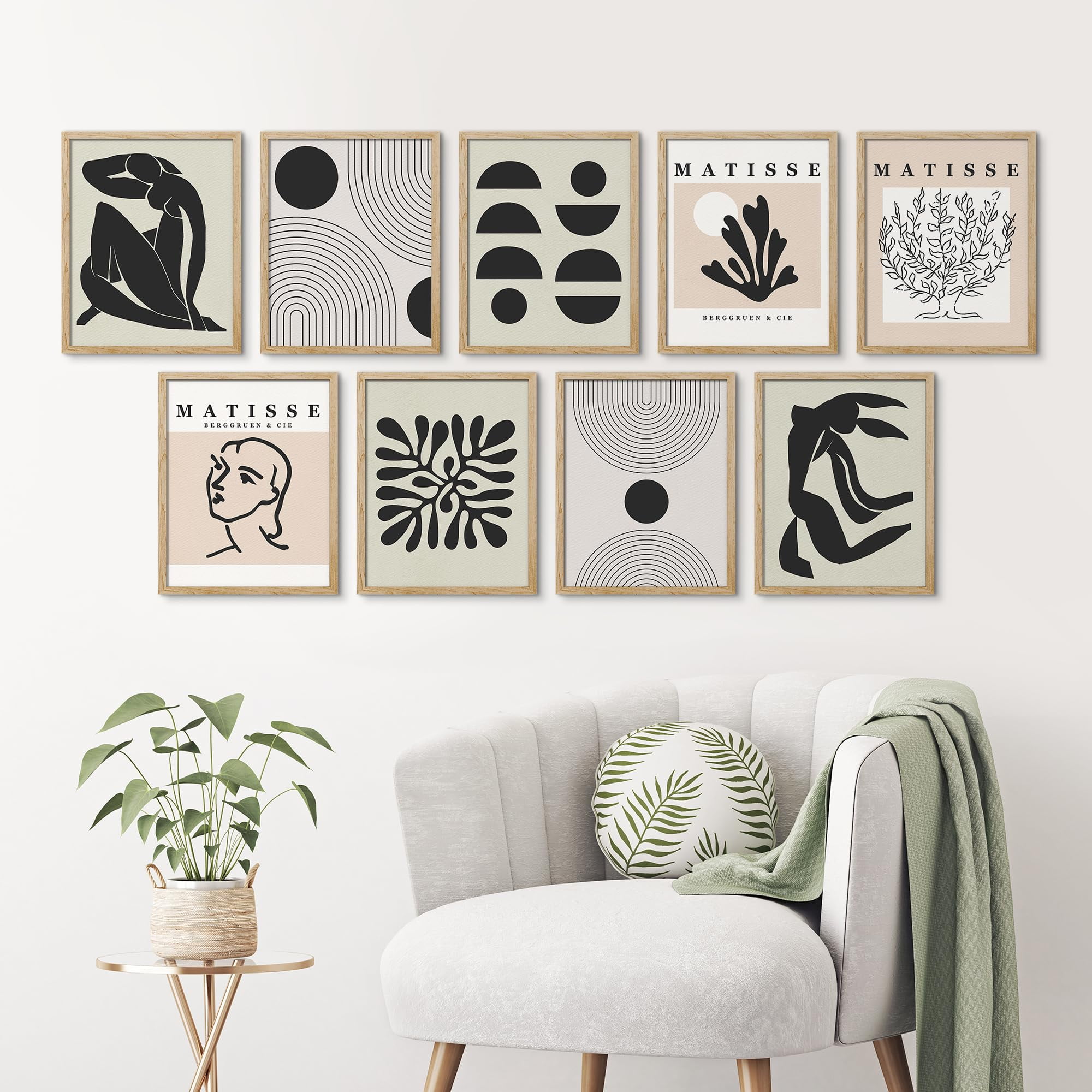 PixonSign Framed Canvas Print Wall Art Set - Black & White Henri ...