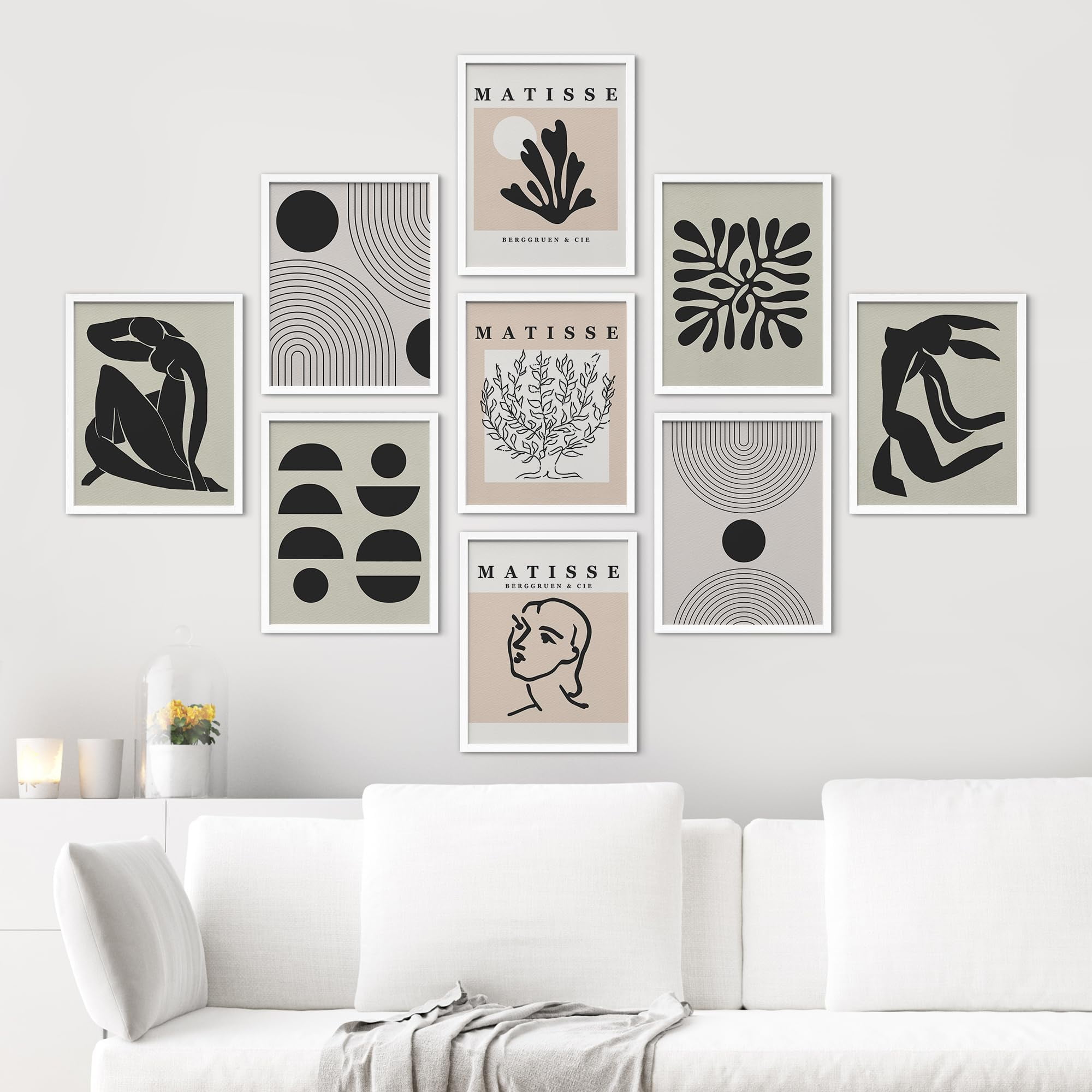 PixonSign Framed Canvas Print Wall Art Set - Black & White Henri ...