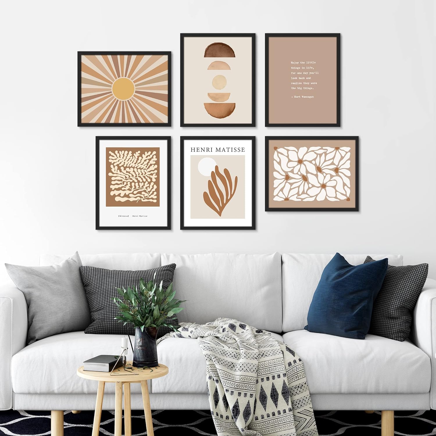 PixonSign Framed Canvas Print Wall Art Set - Brown Sunshine & Plants ...