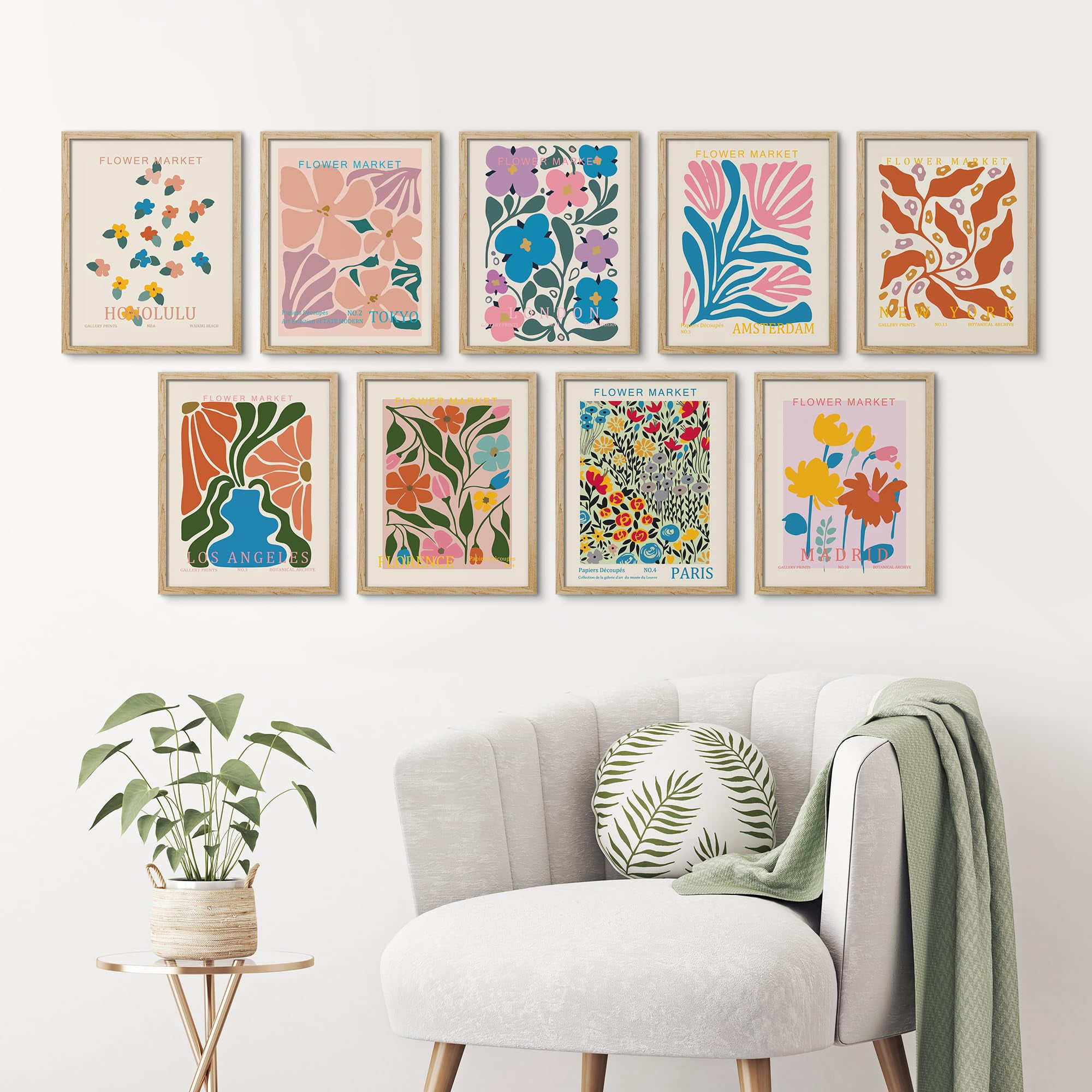 PixonSign Framed Canvas Print Wall Art Set - Calming Botanicals Elegant ...