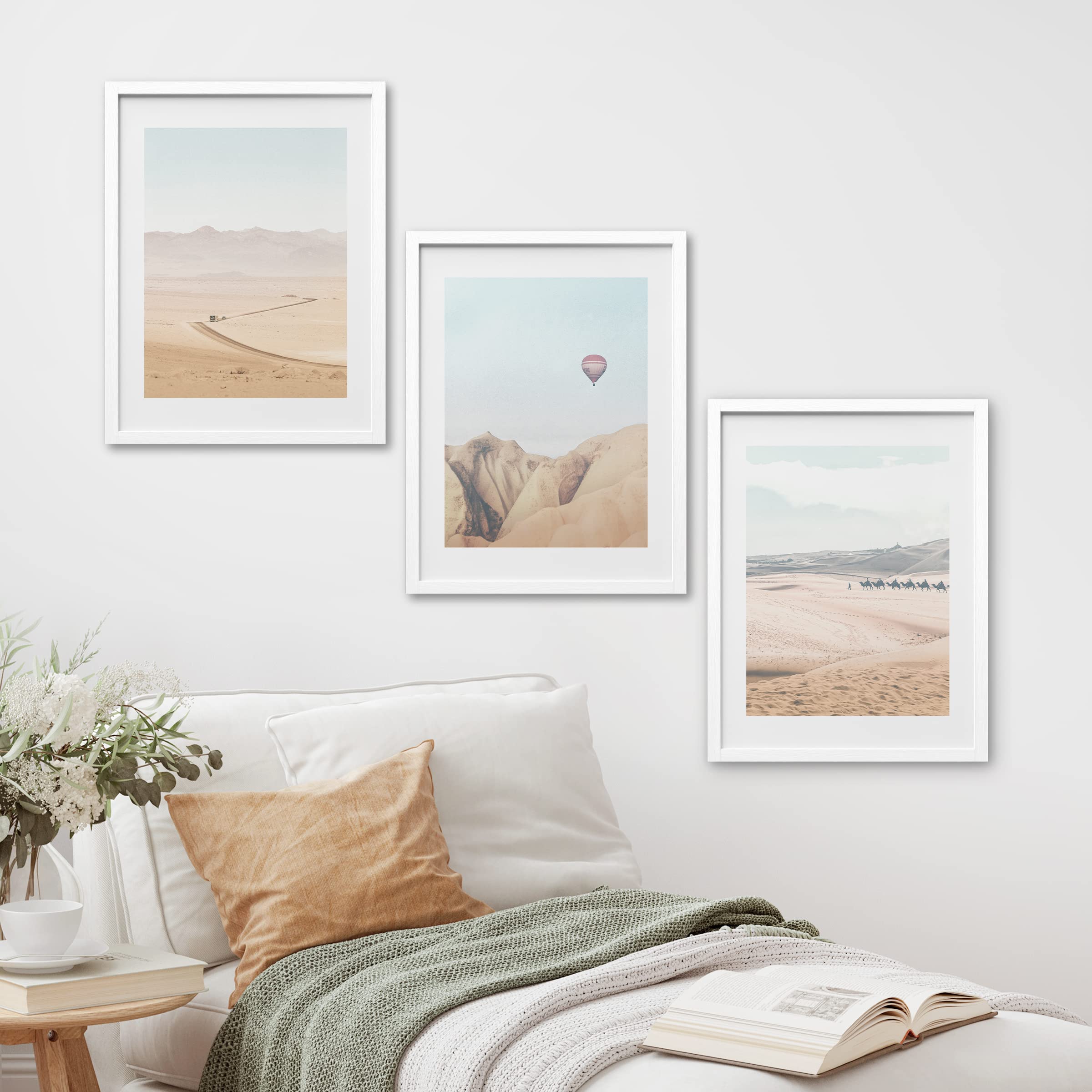 PixonSign Framed Canvas Print Wall Art Set - Camel Desert Road ...