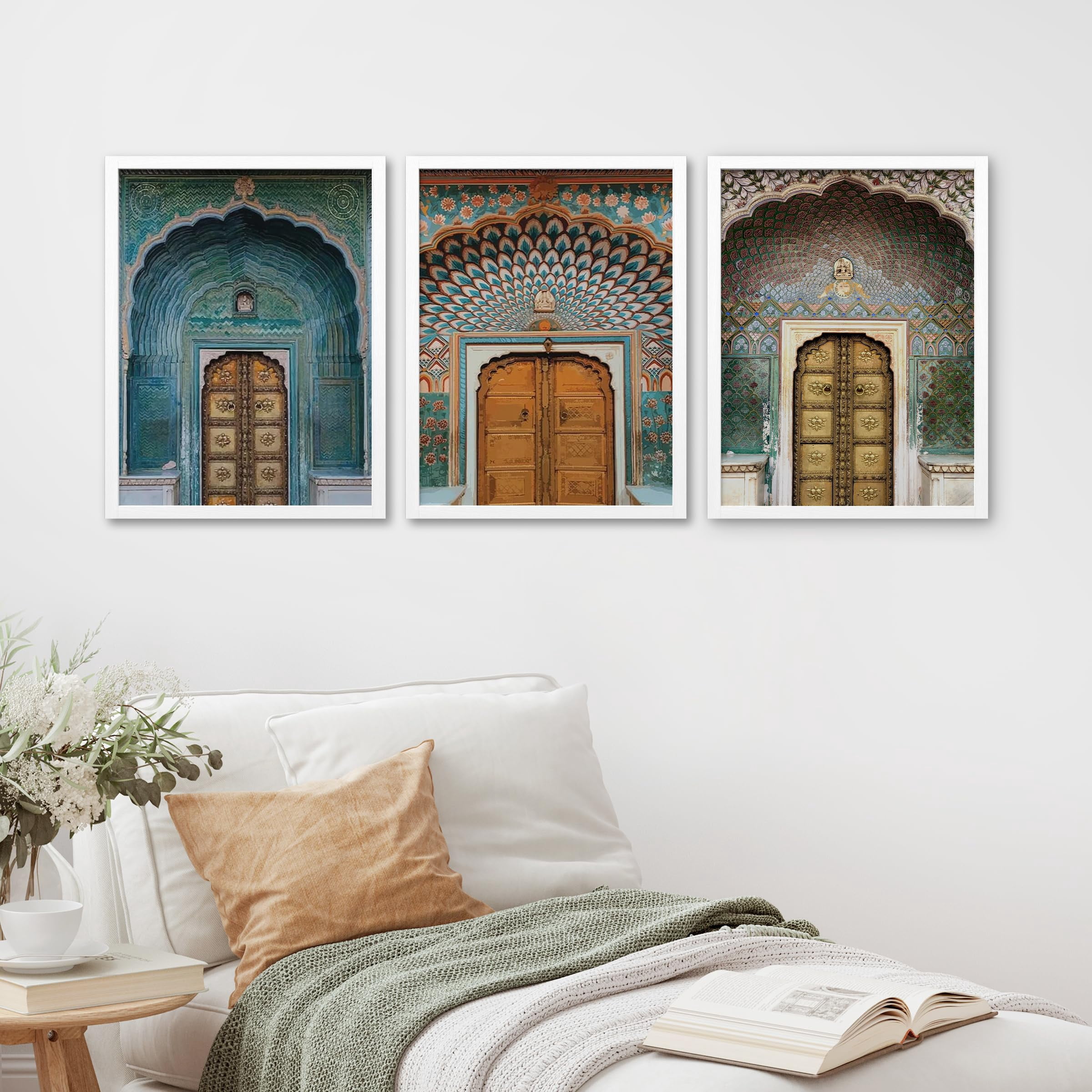 PixonSign Framed Canvas Print Wall Art Set - Colorful Decorated Doors ...