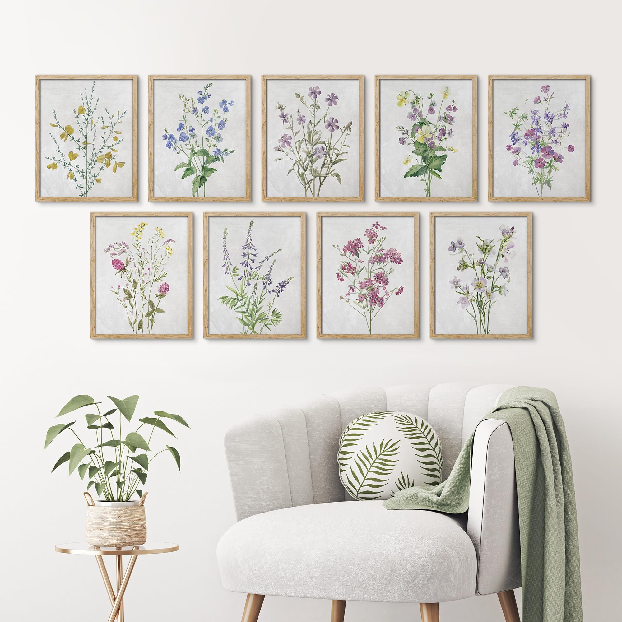 PixonSign Framed Canvas Print Wall Art Set - Colorful Forest Wildflower ...