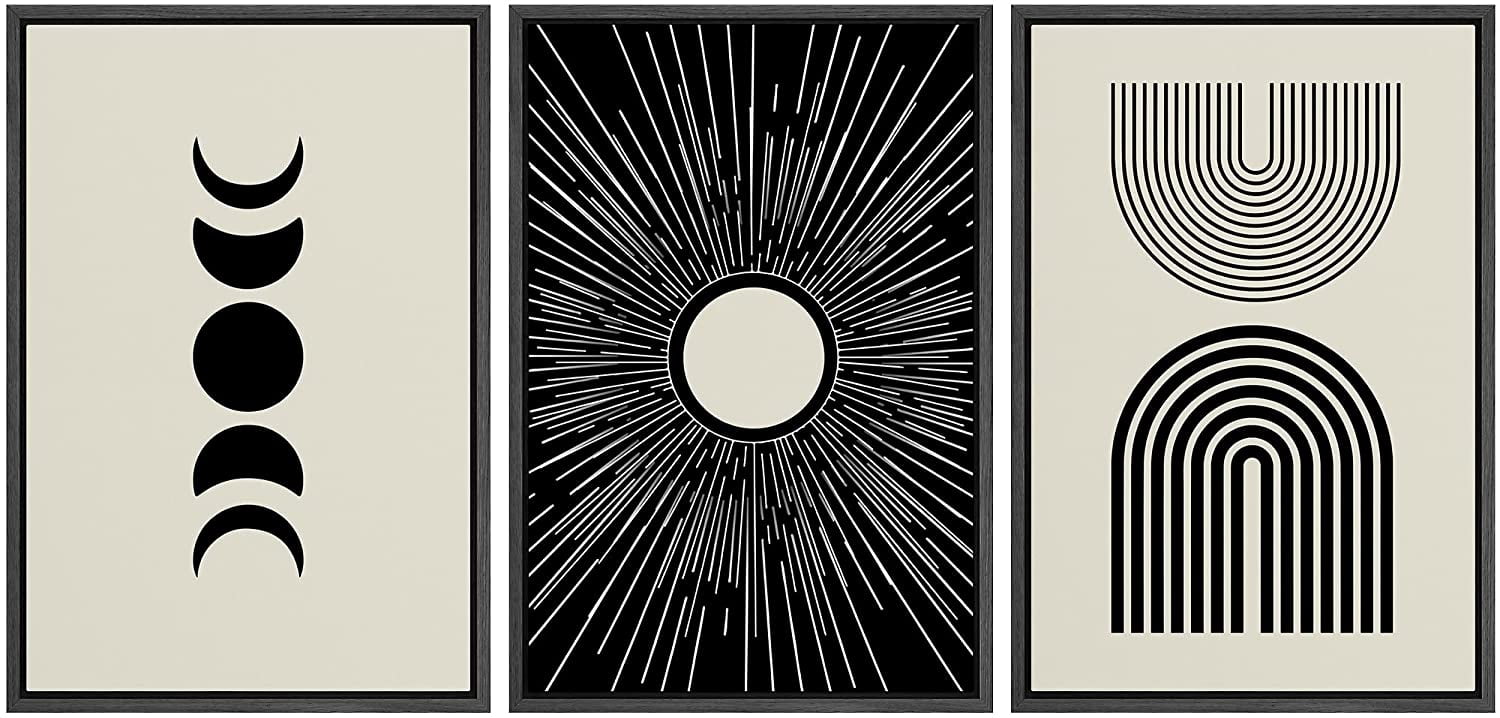 PixonSign Framed Canvas Print Wall Art Set Duotone Mid-Century ...