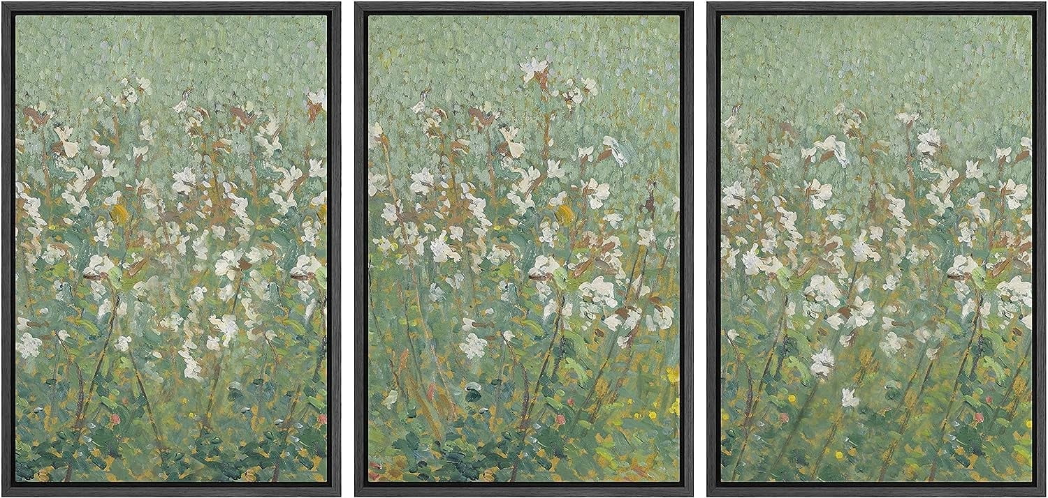PixonSign Framed Canvas Print Wall Art Set Emerald Green Monet White ...