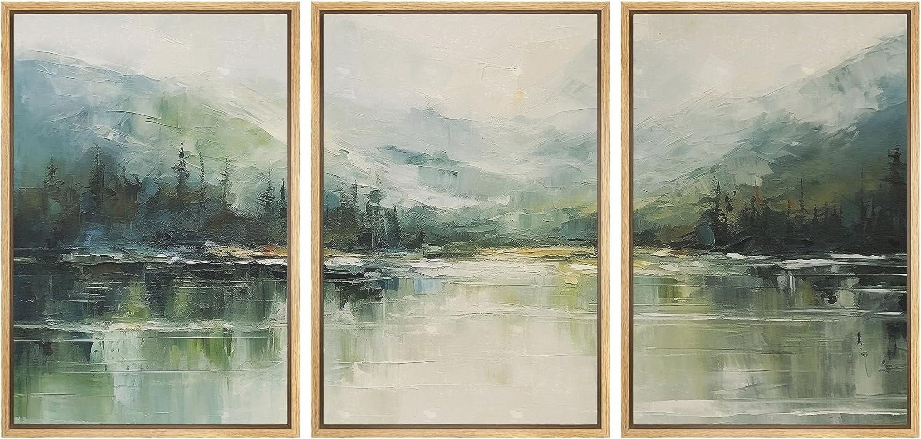 PixonSign Framed Canvas Print Wall Art Set Emerald Green Watercolor ...