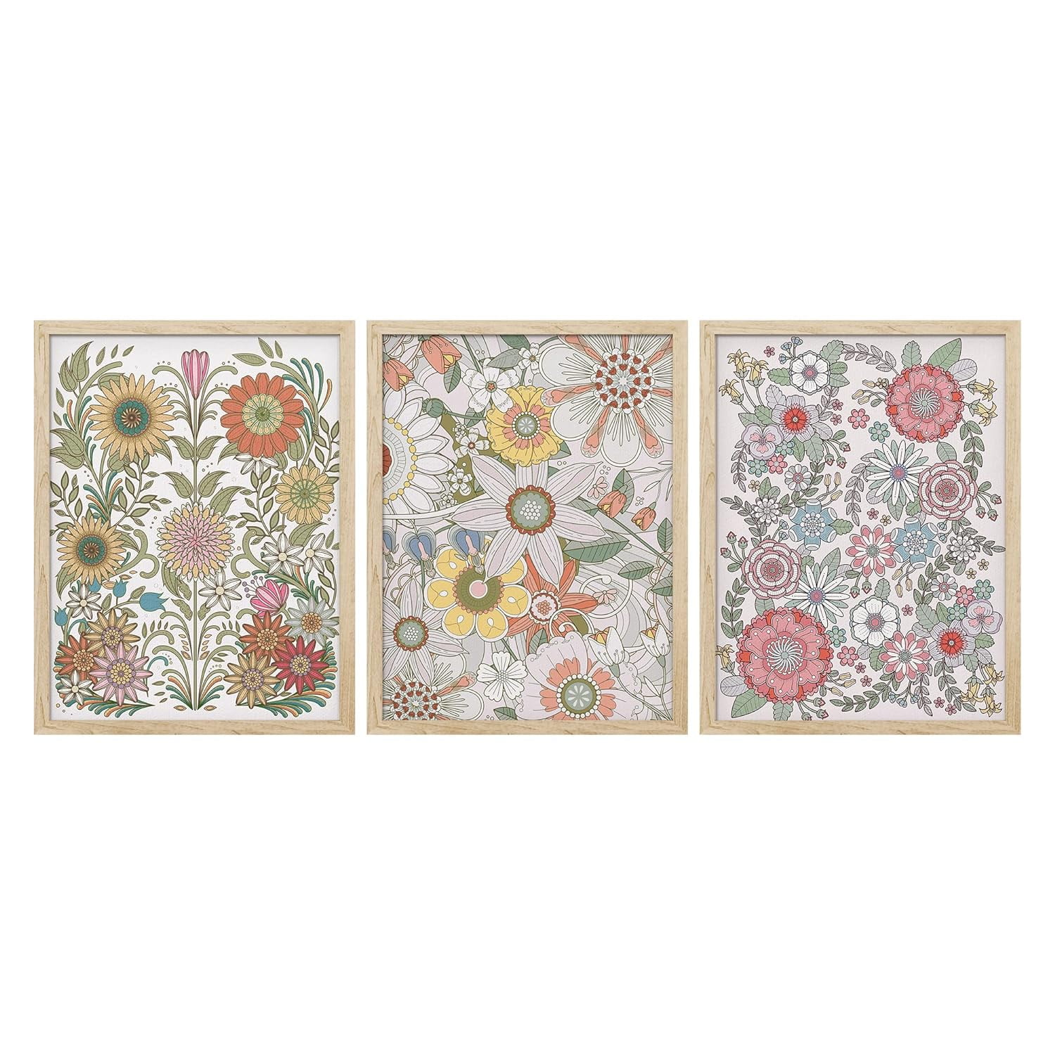 PixonSign Framed Canvas Print Wall Art Set - Floral Botanical Flower ...