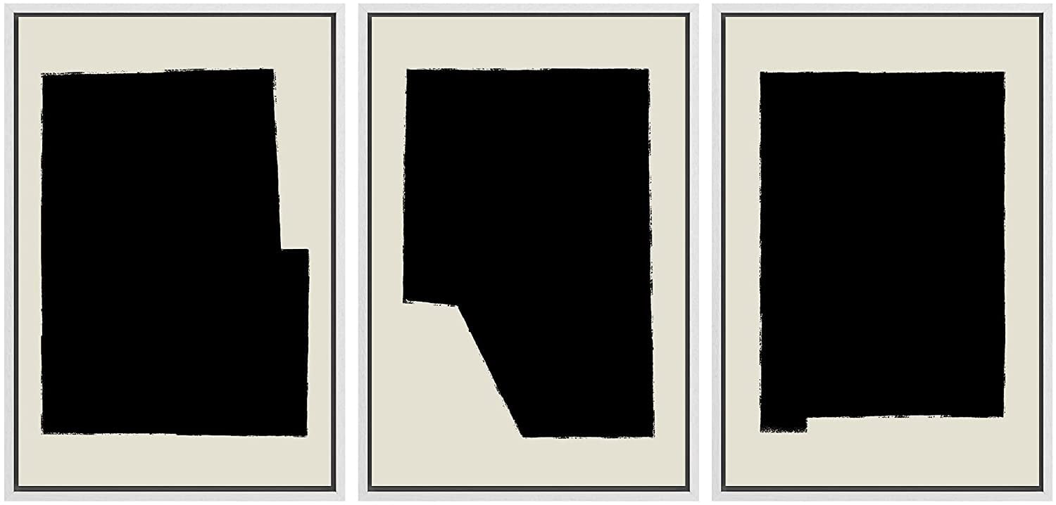 PixonSign Framed Canvas Print Wall Art Set Geometric Black Art Deco ...
