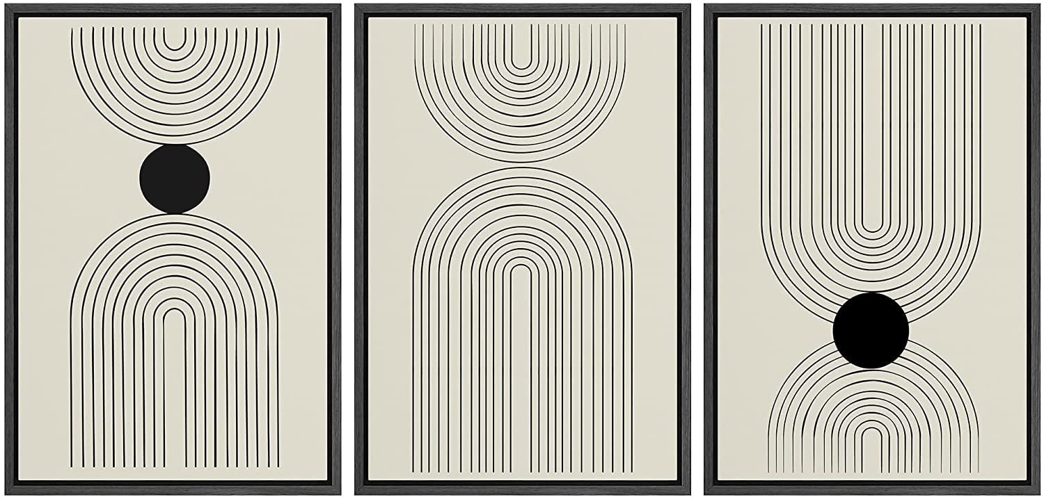 PixonSign Framed Canvas Print Wall Art Set Geometric Vintage 1960s ...