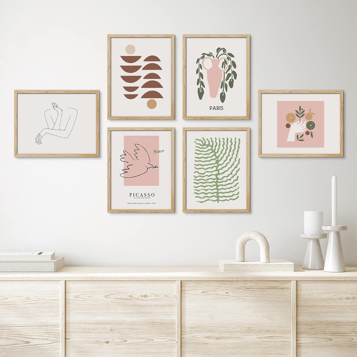 PixonSign Framed Canvas Print Wall Art Set - Matisse Bird & Wild Plant ...