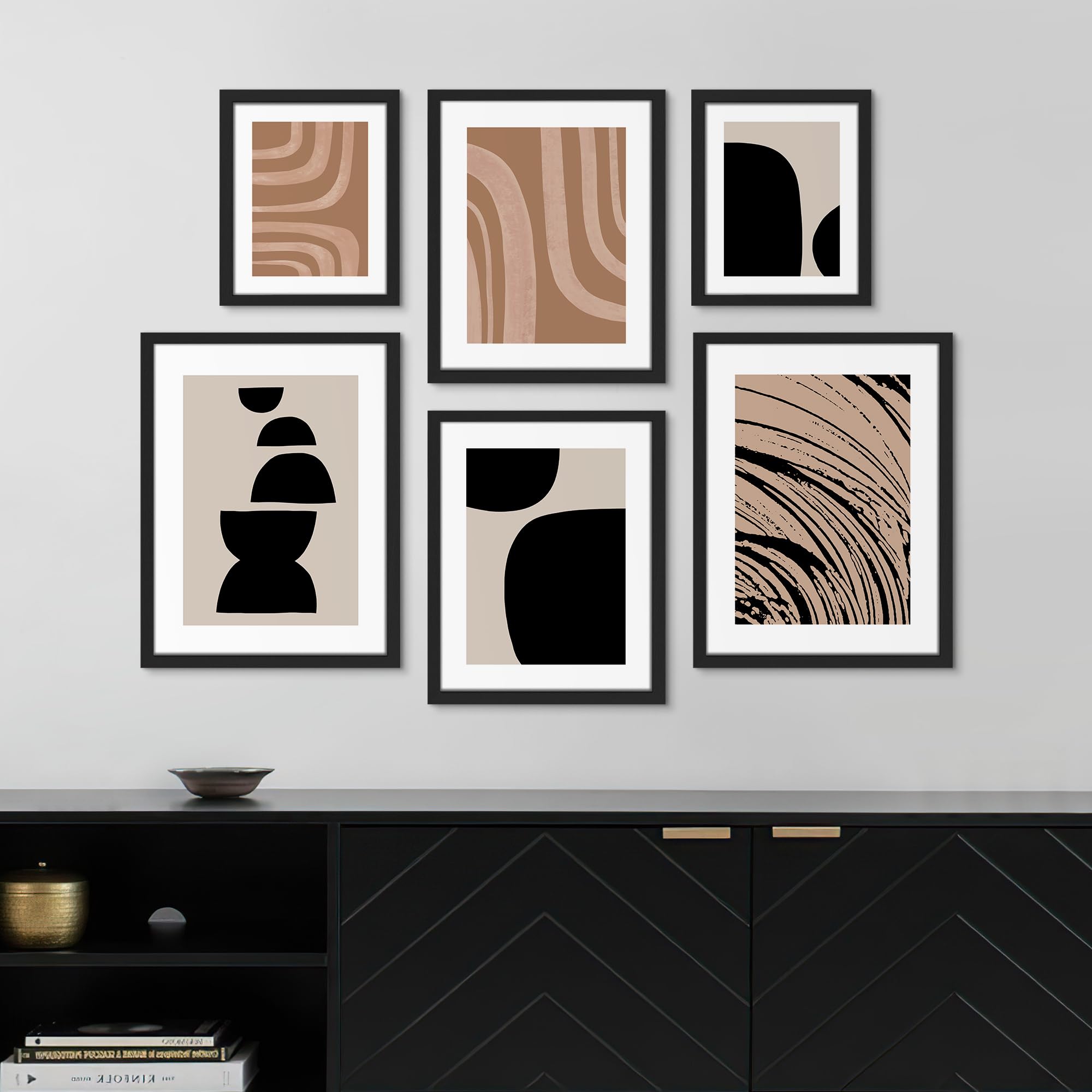 PixonSign Framed Canvas Print Wall Art Set - Mid-Century Polygons and ...