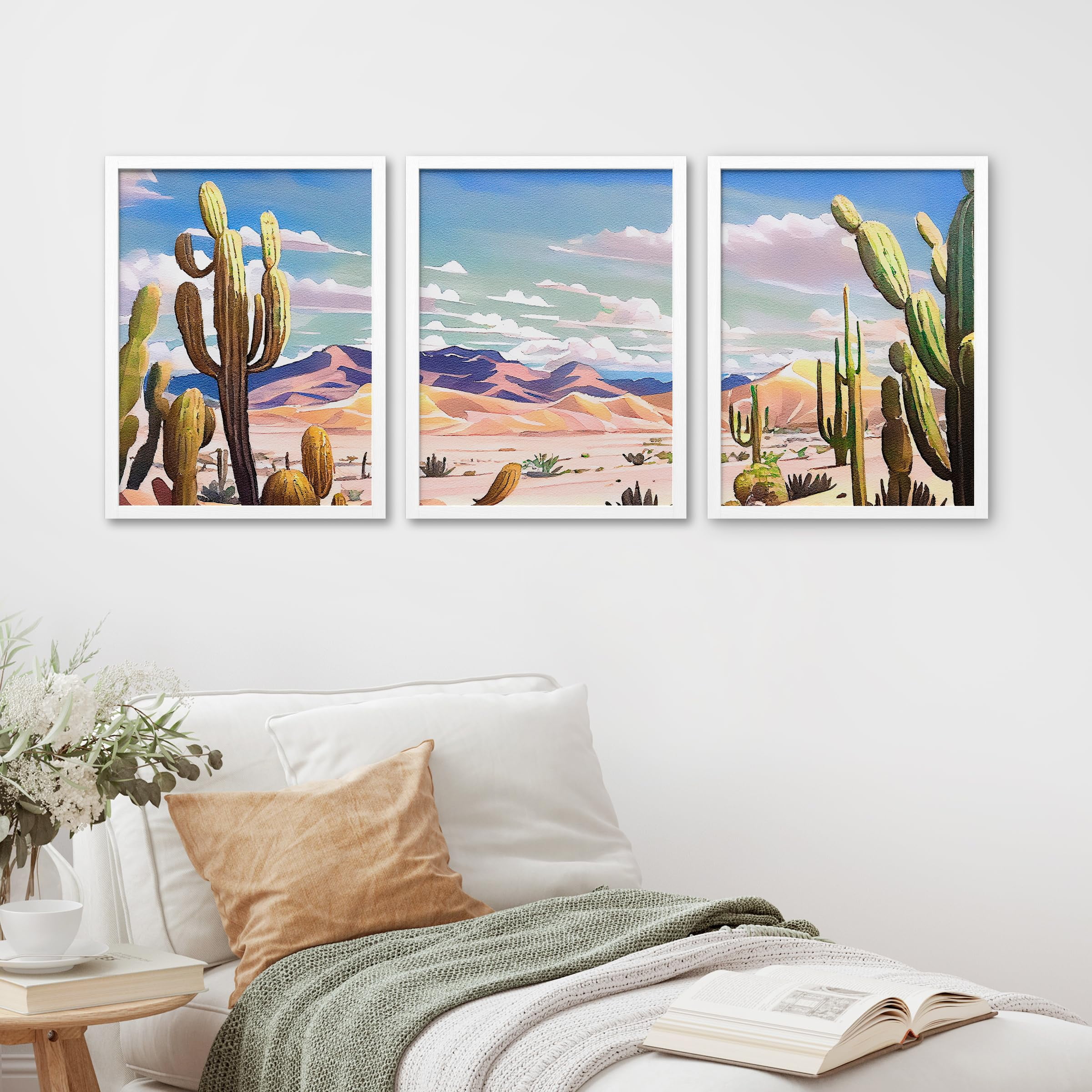 PixonSign Framed Canvas Print Wall Art Set - Pastel Vibrant Southwest ...