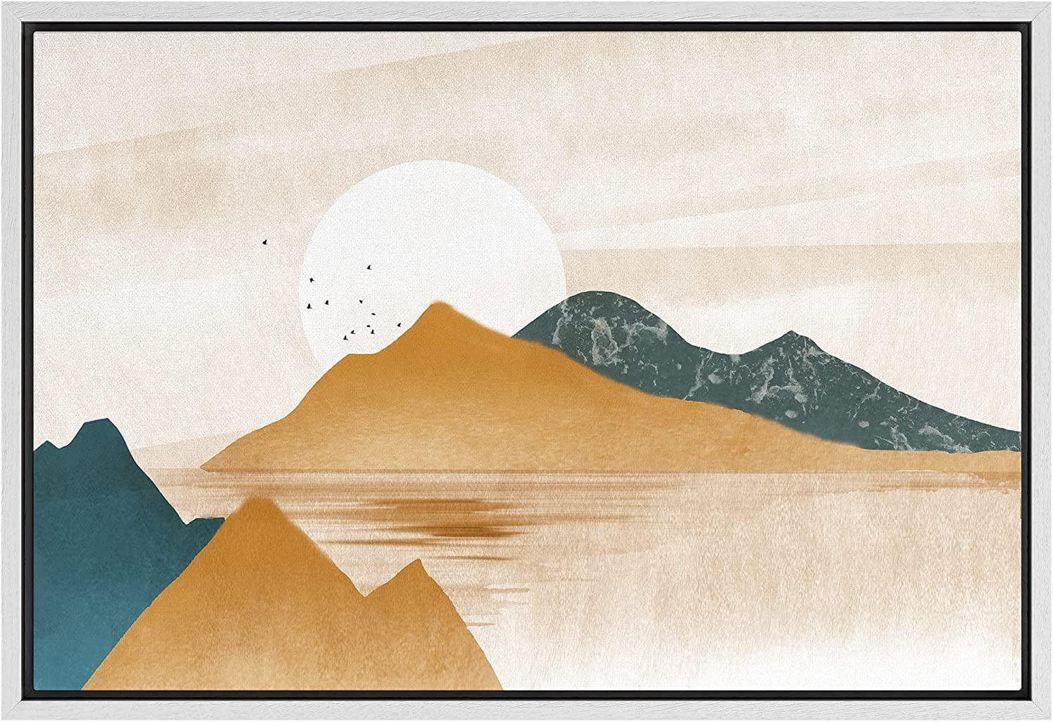 PixonSign Framed Canvas Print Wall Art Set Rustic Tan Mountain Range ...