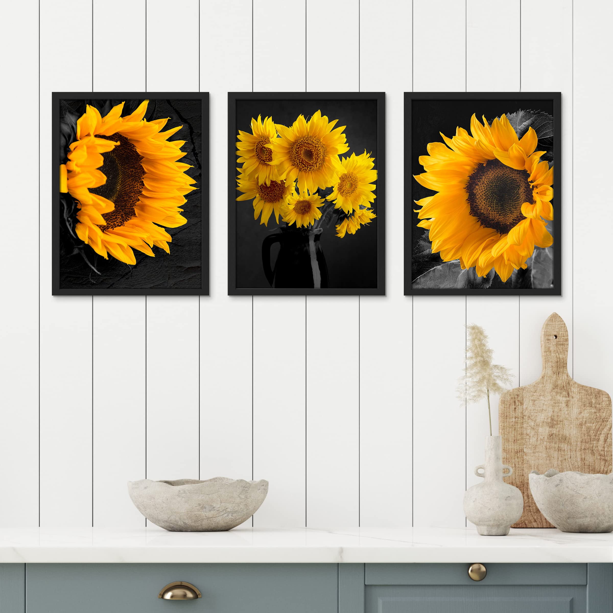PixonSign Framed Canvas Print Wall Art Set - Vibrant Sunflower Garden ...