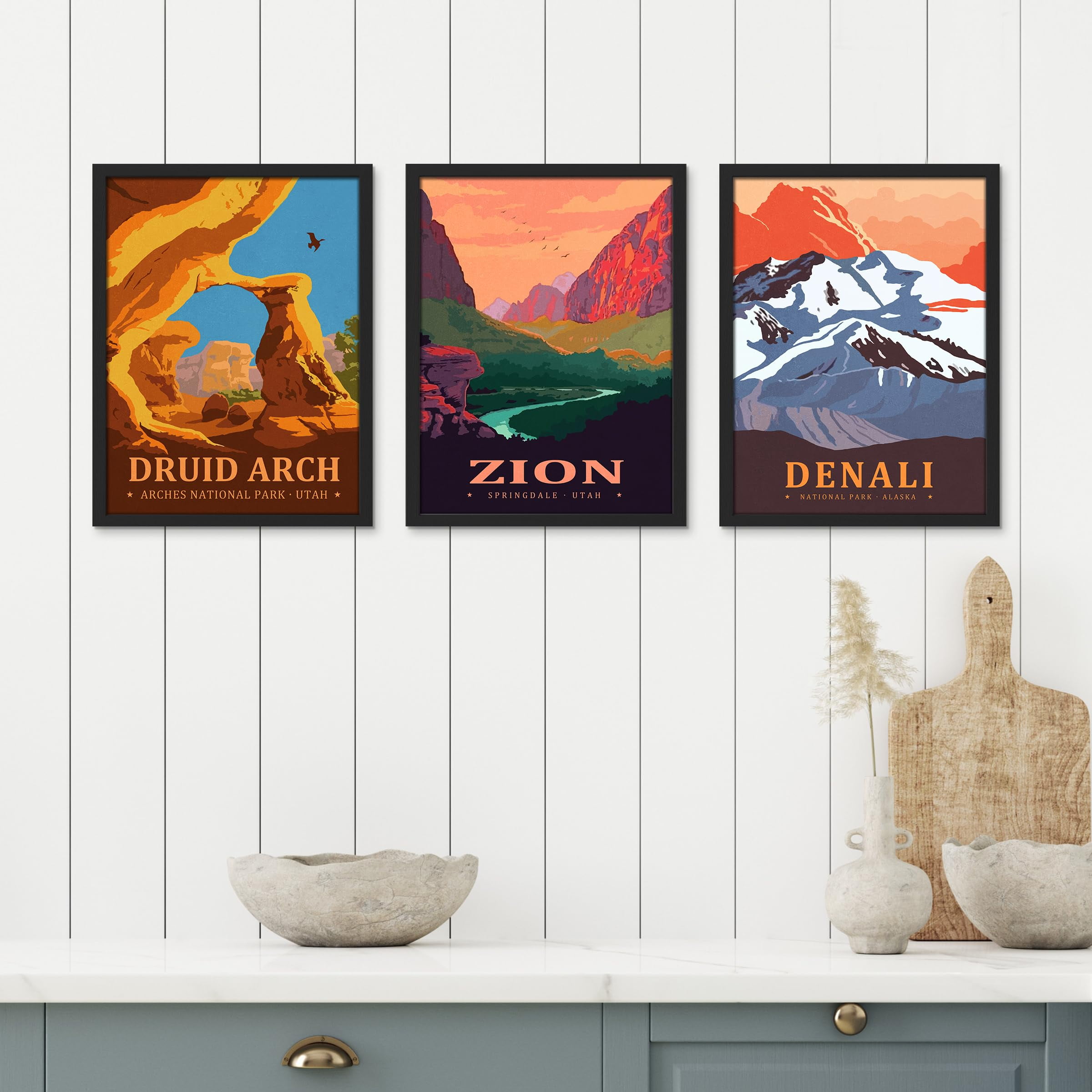 PixonSign Framed Canvas Print Wall Art Set - Zion and Denali United ...