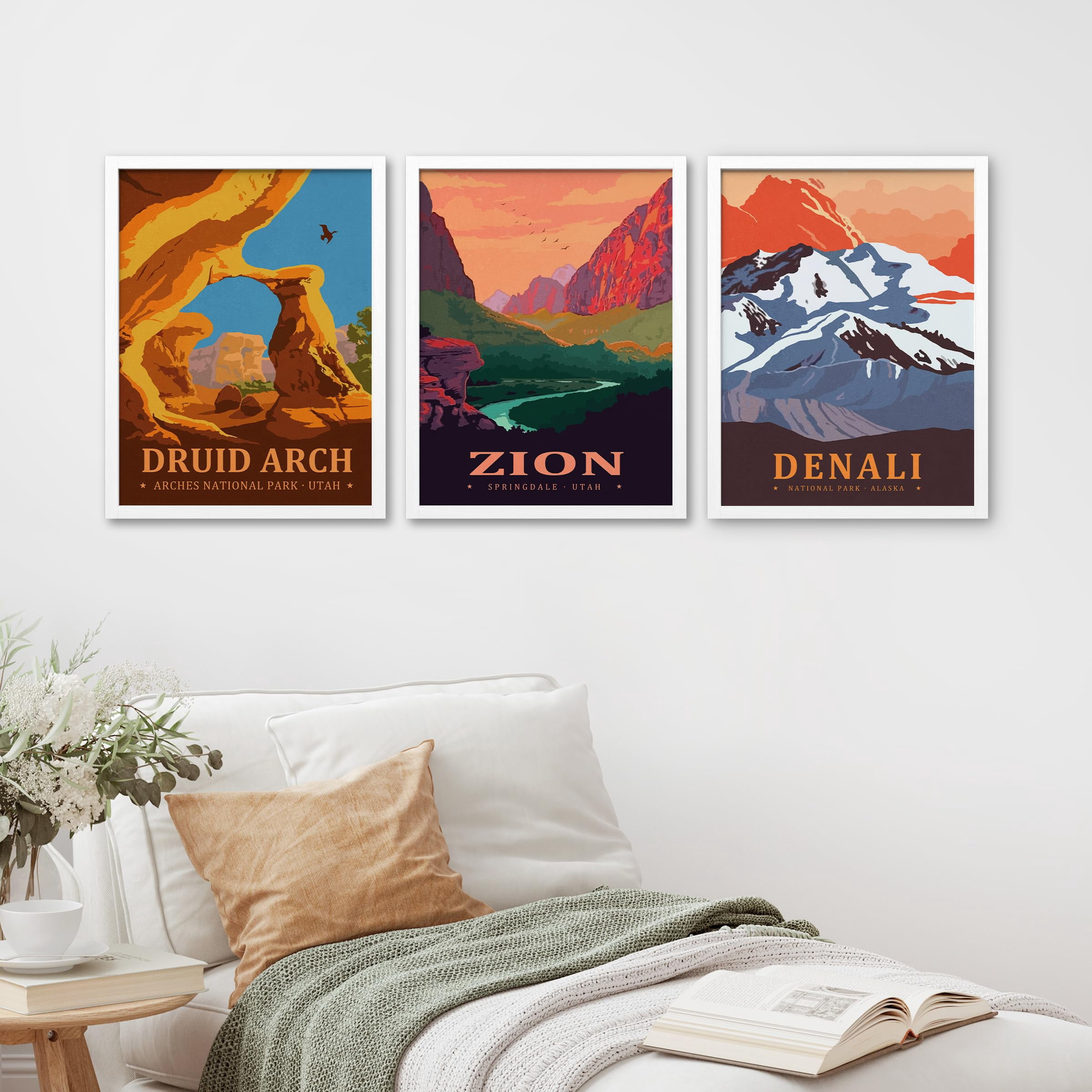 PixonSign Framed Canvas Print Wall Art Set - Zion and Denali United ...