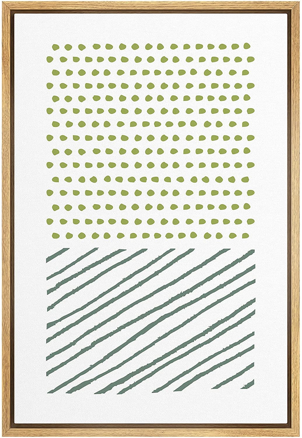 PixonSign Framed Canvas Print Wall Art Striated Green Dot and Green ...