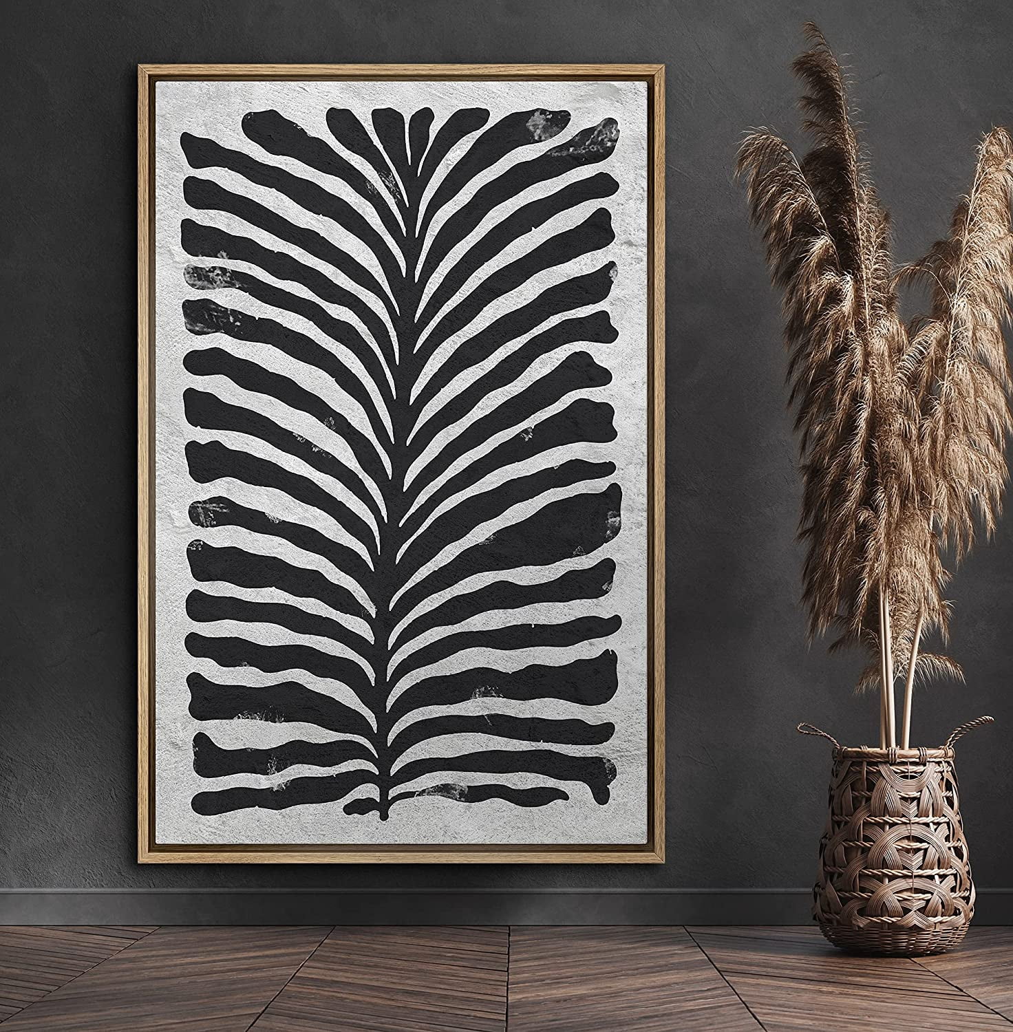 PixonSign Framed Canvas Print Wall Art Symmetrical Long Leaf Nature ...