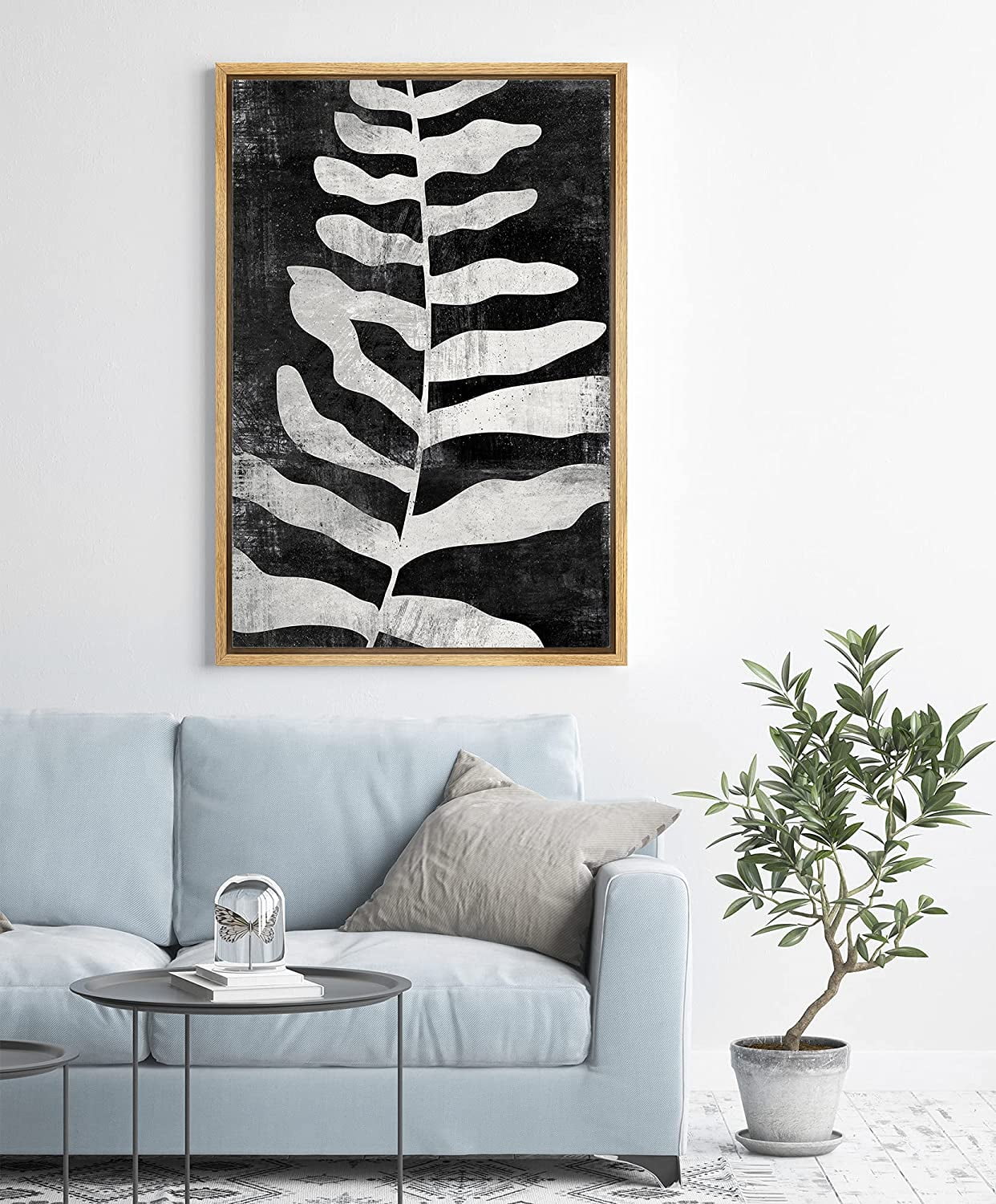 PixonSign Framed Canvas Print Wall Art Symmetrical Opposing Leaves ...