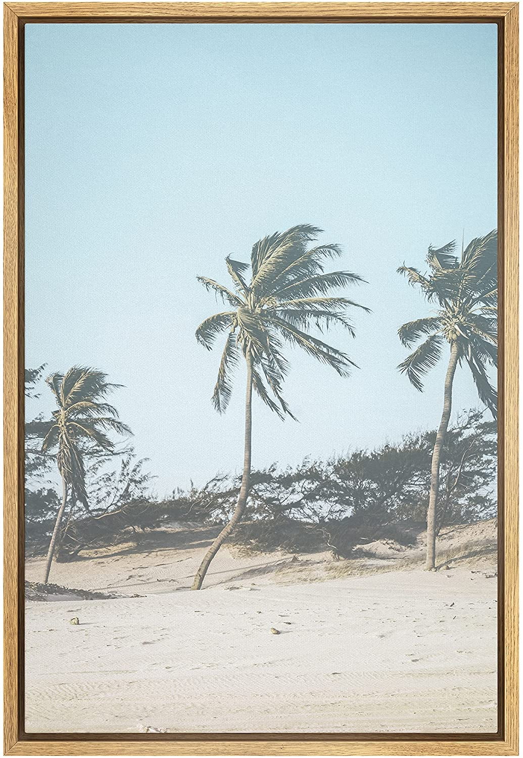 PixonSign Framed Canvas Print Wall Art Three Palm Trees Swaying on ...