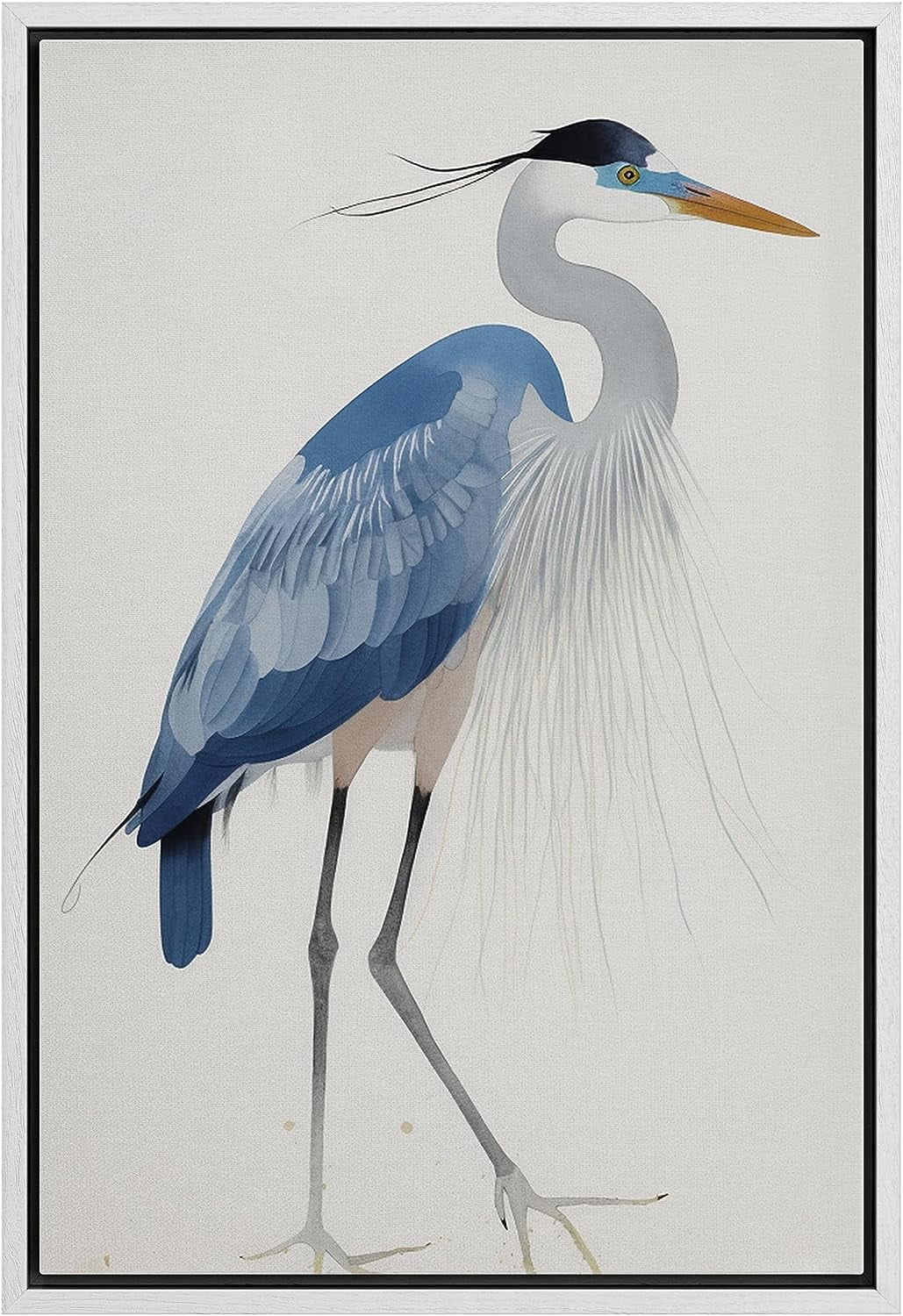 PixonSign Framed Canvas Print Wall Art Watercolor Pastel Blue Heron ...