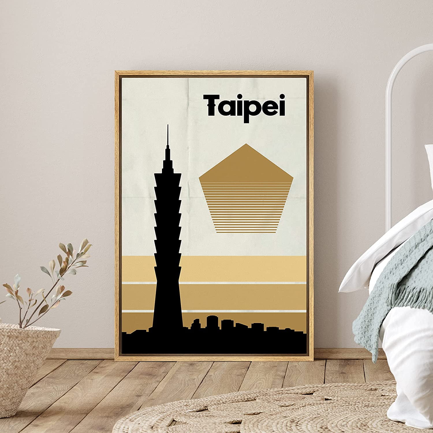 PixonSign Framed Canvas Print Wall Art Yellow Taipei 101 Taiwan ...