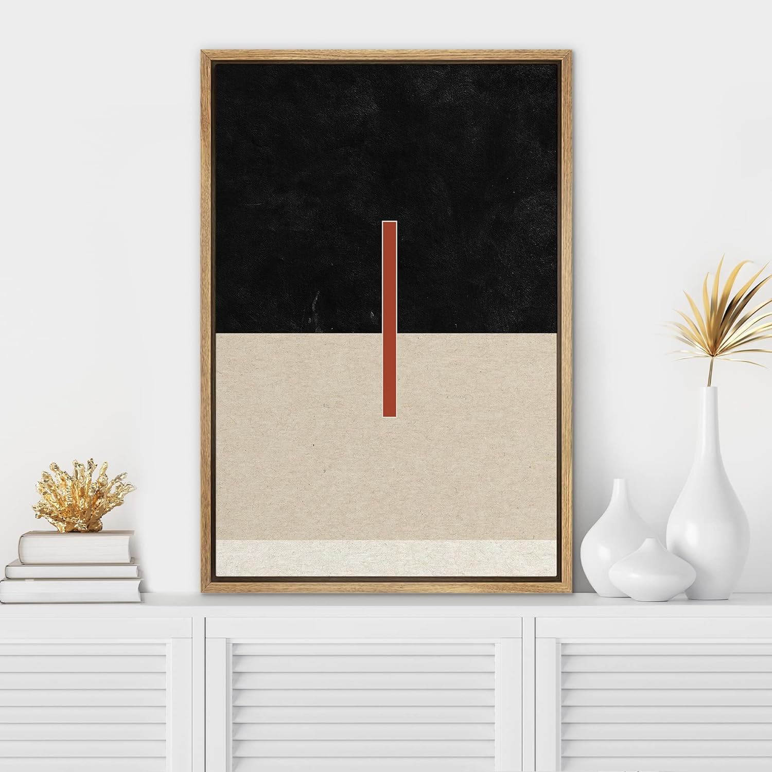 PixonSign Framed Canvas Wall Art Geometric Art Deco Red Black Color ...