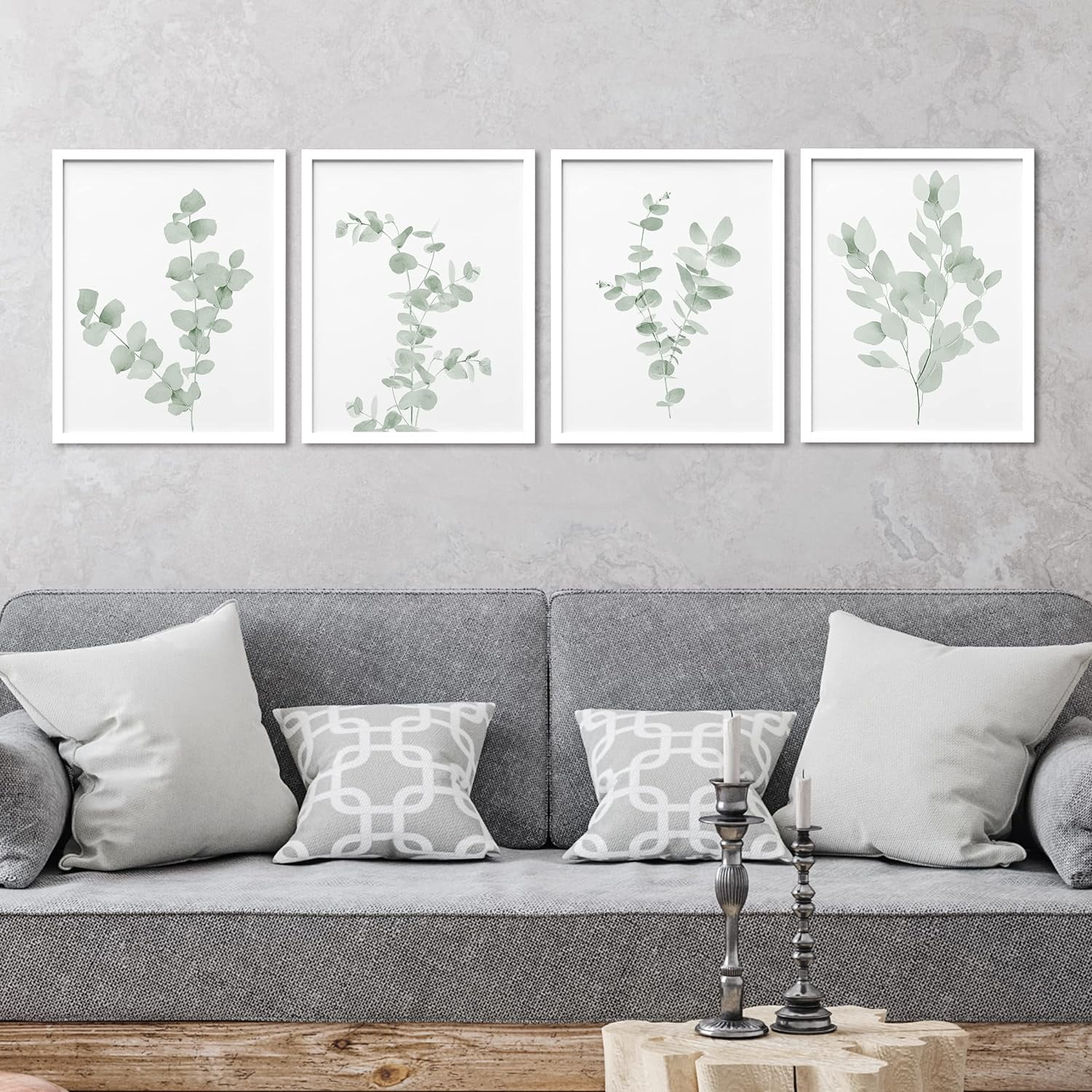 PixonSign Framed Green Forest Leaf Variety Wall Art, Set of 4 Nature ...