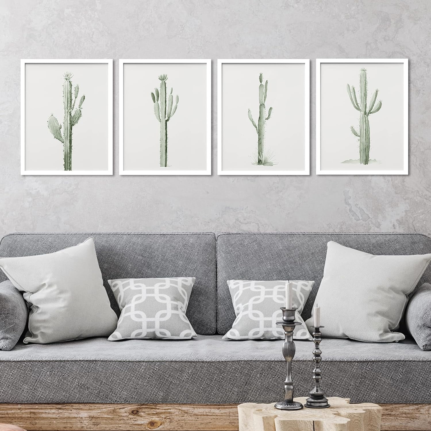 PixonSign Framed Southwest Saguaro Desert Cactus Wall Art, Set of 4 ...